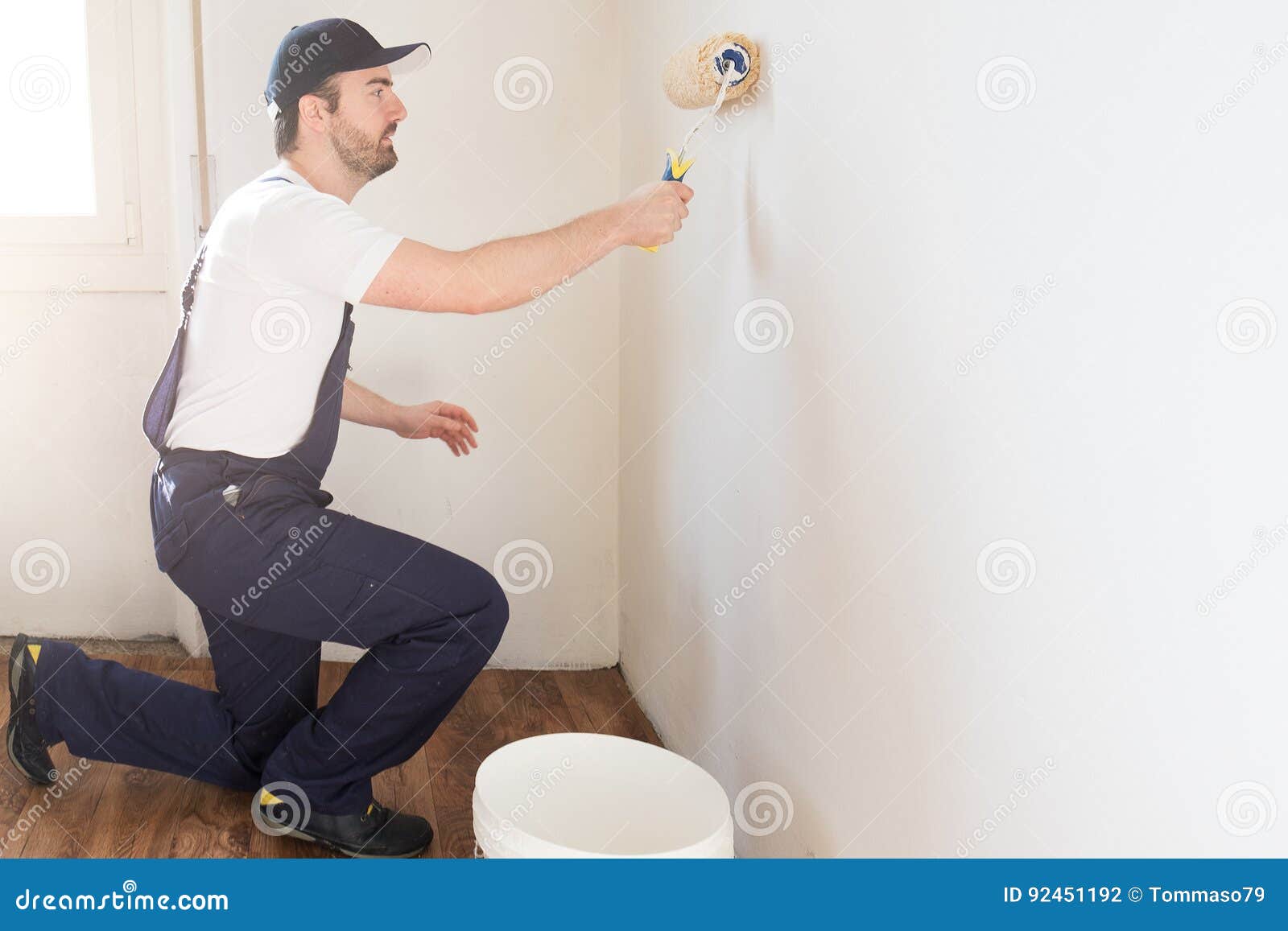 Professional Painter Worker is Painting One Wall Stock Photo - Image of ...