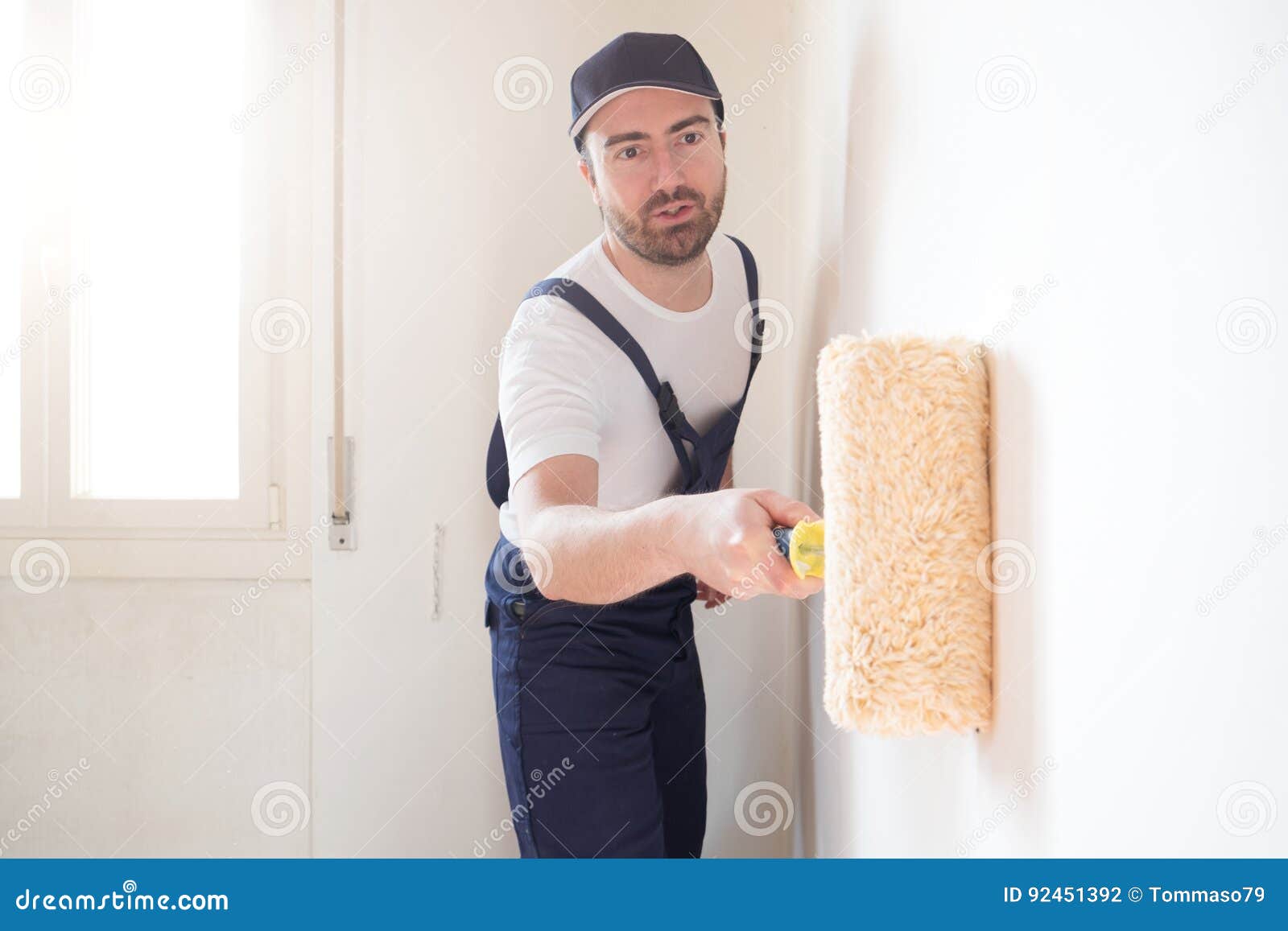 Professional Painter Worker is Painting One Wall Stock Photo - Image of ...