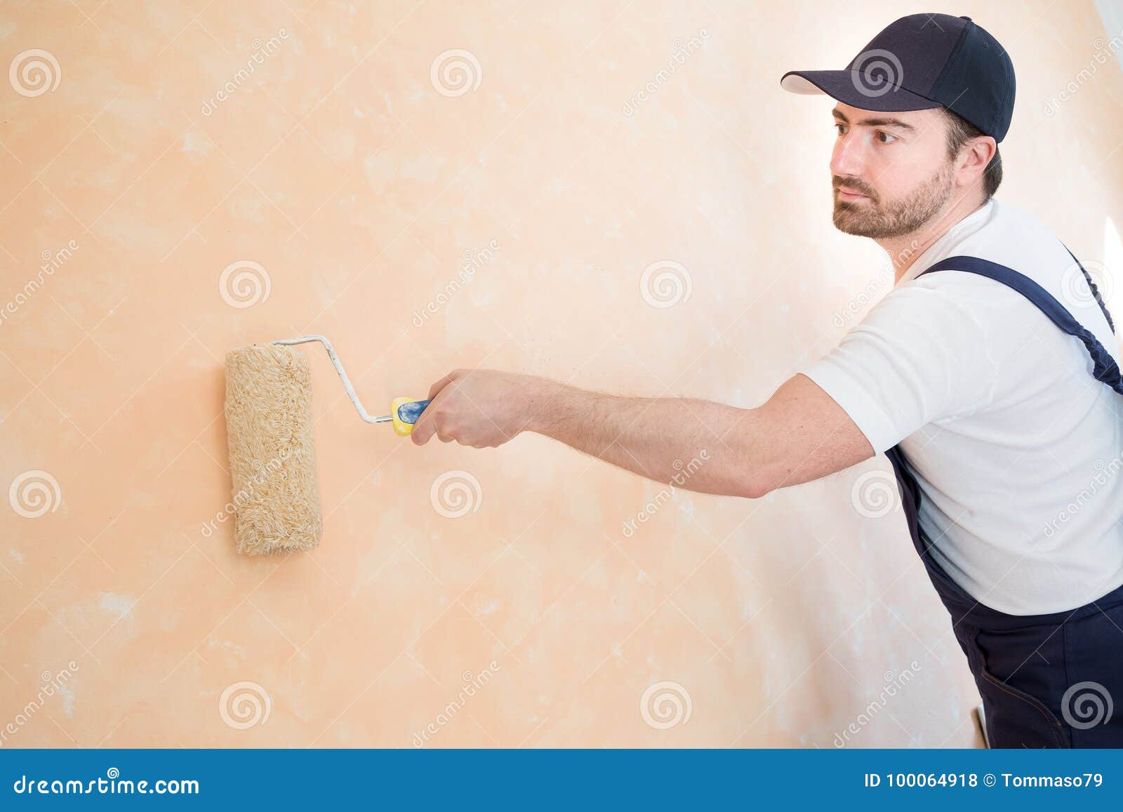 Professional Painter Worker is Painting One Wall Stock Photo - Image of ...