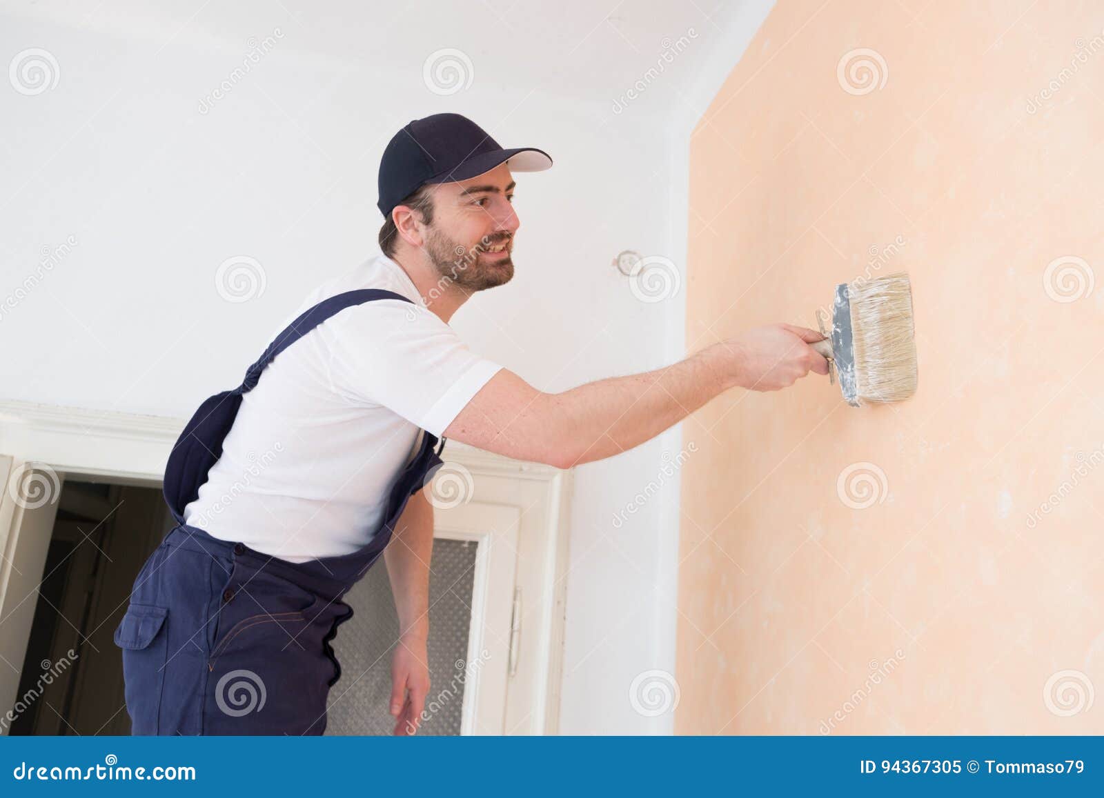 Professional Painter Worker is Painting Stock Image - Image of ladder ...