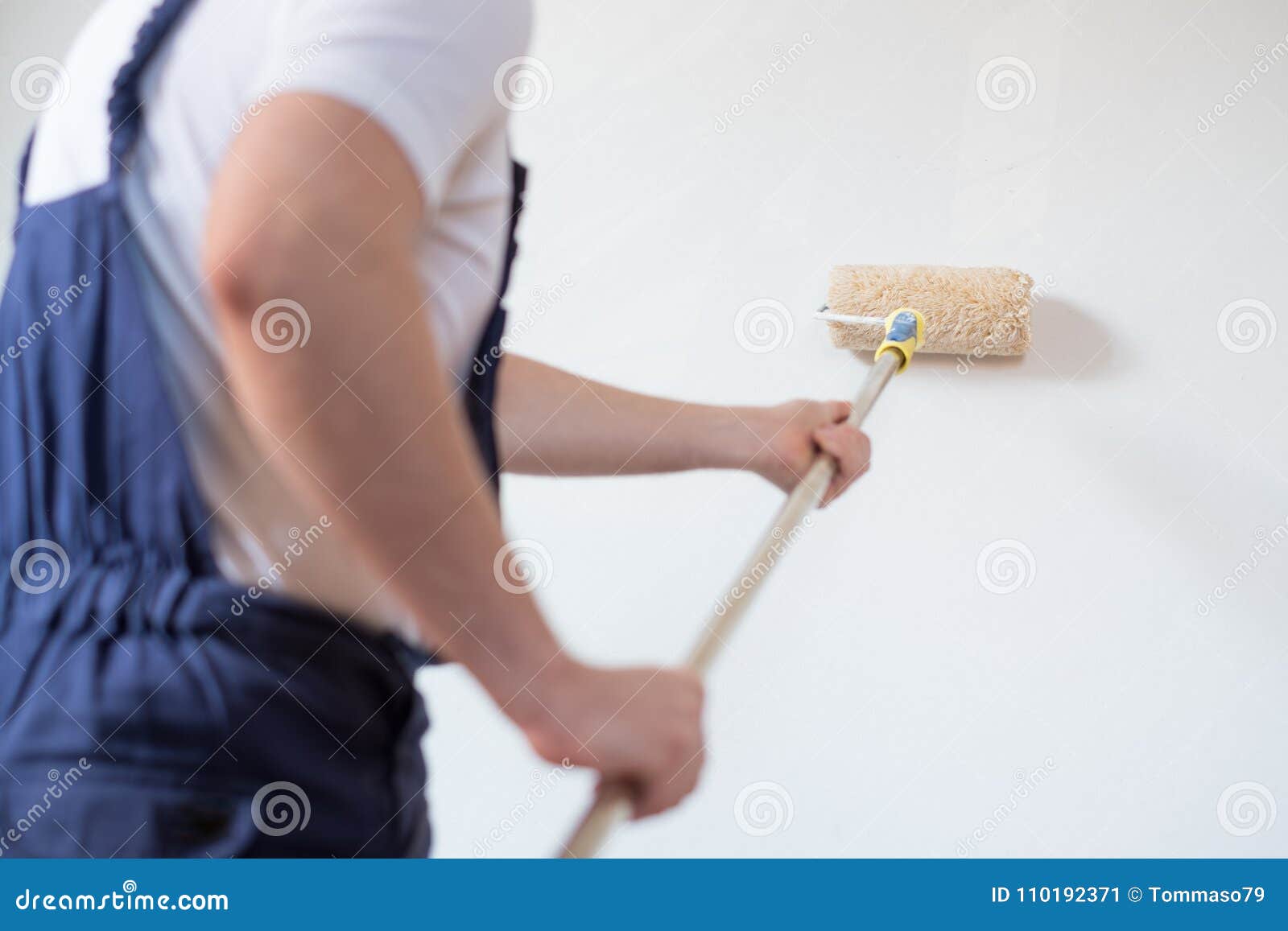 Professional Painter Worker is Painting One Wall Stock Image - Image of ...