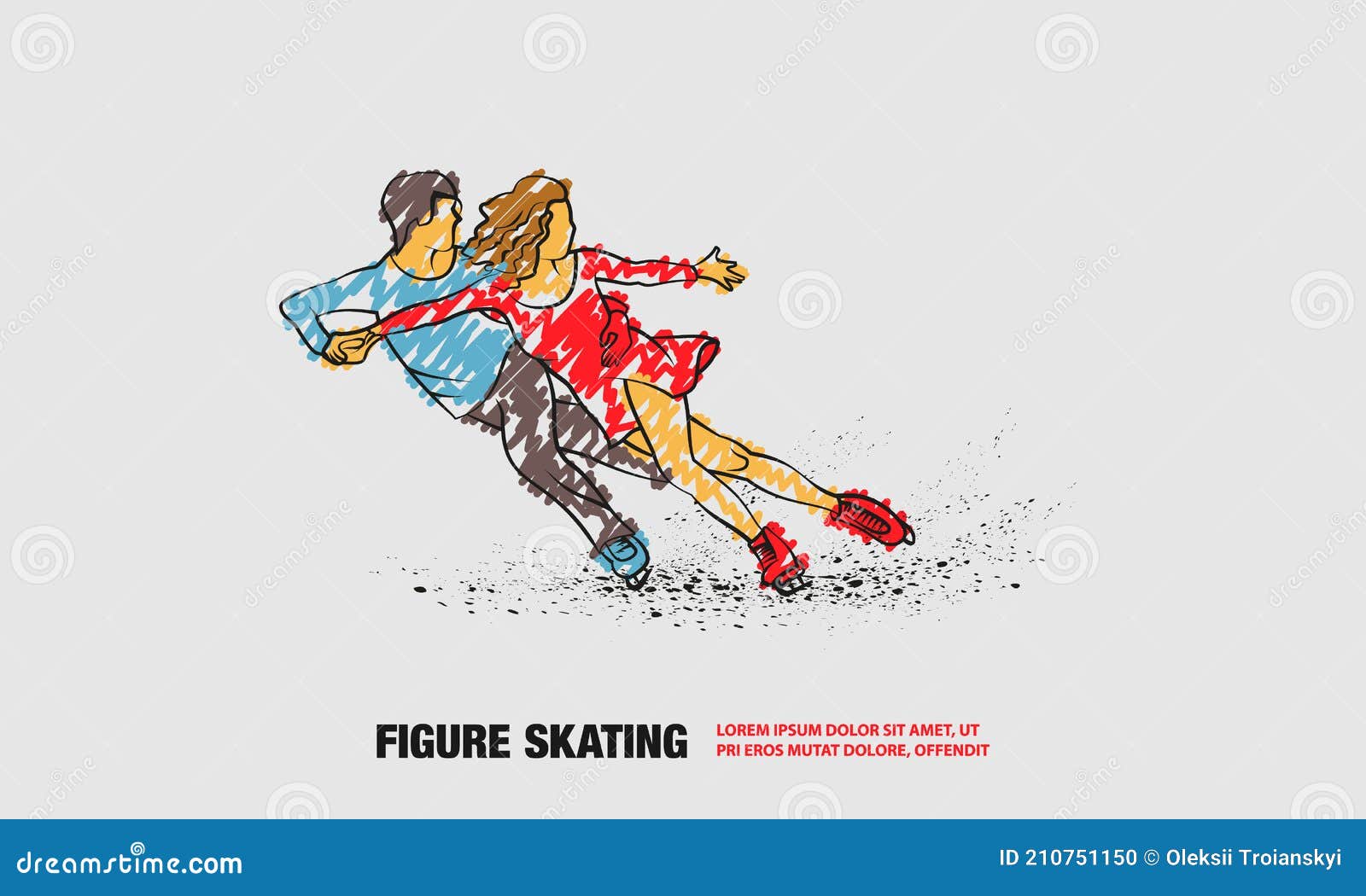Professional Pair Figure Skating Sport. Vector Outline of Figure ...