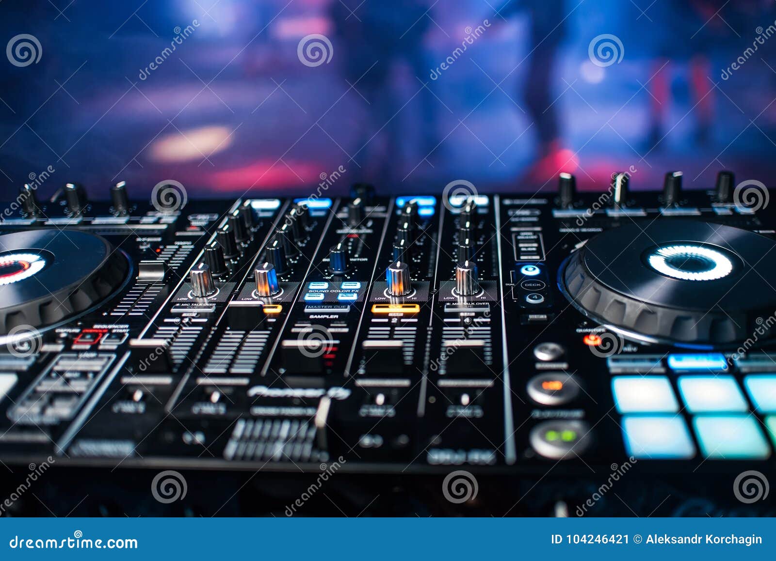 Professional Panel of DJ Console for Mixing Music in Nightclub at Party ...