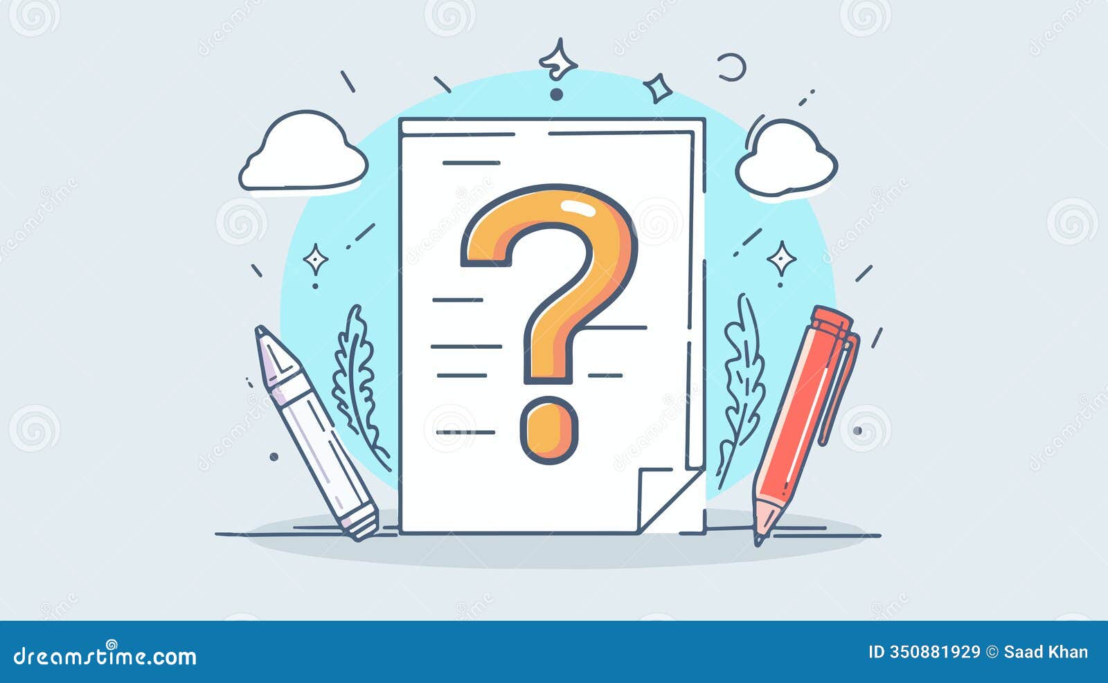 Professional Paper Document File with Question Mark Outline Stock ...