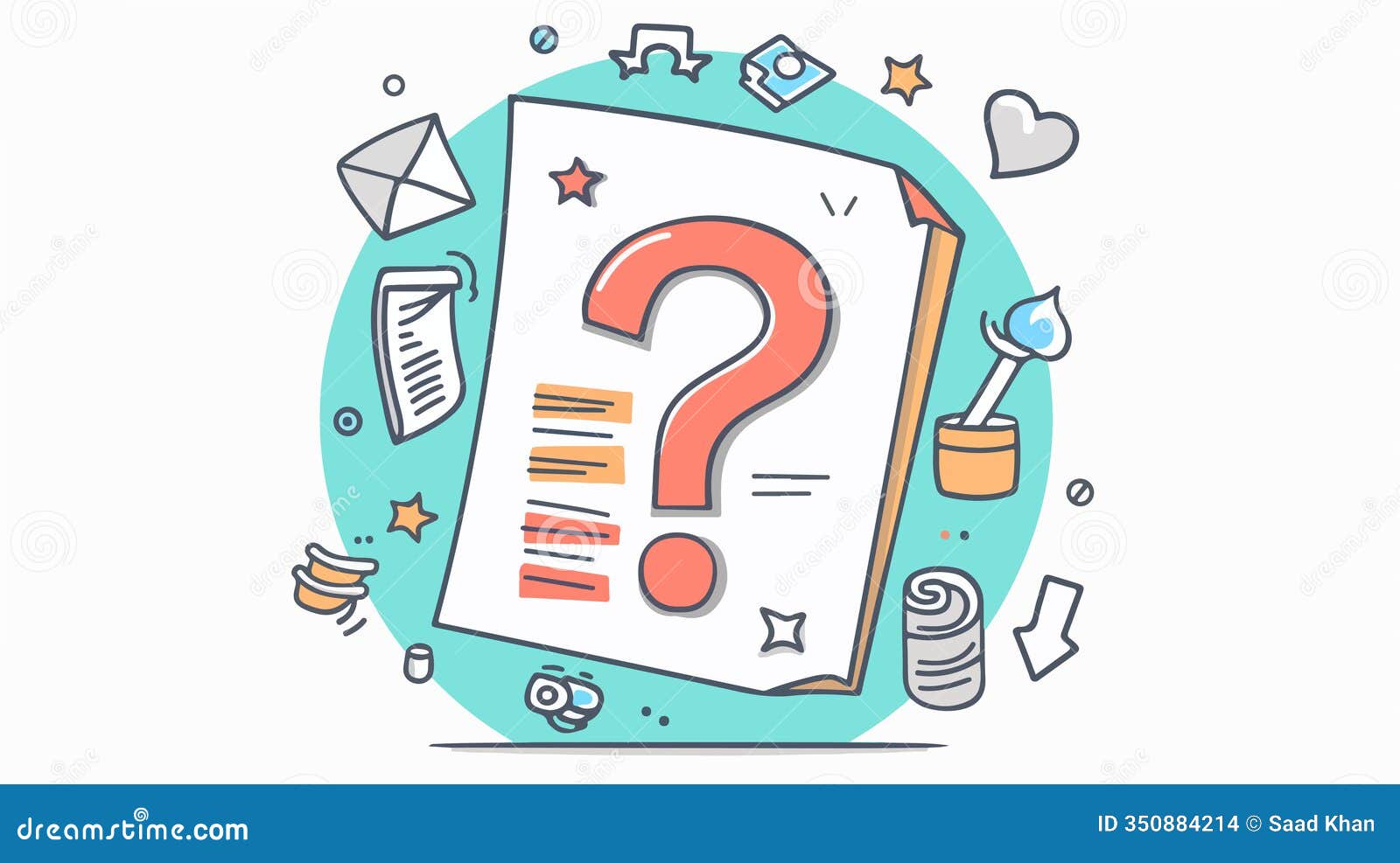 Professional Paper Document File with Question Mark Outline Stock ...