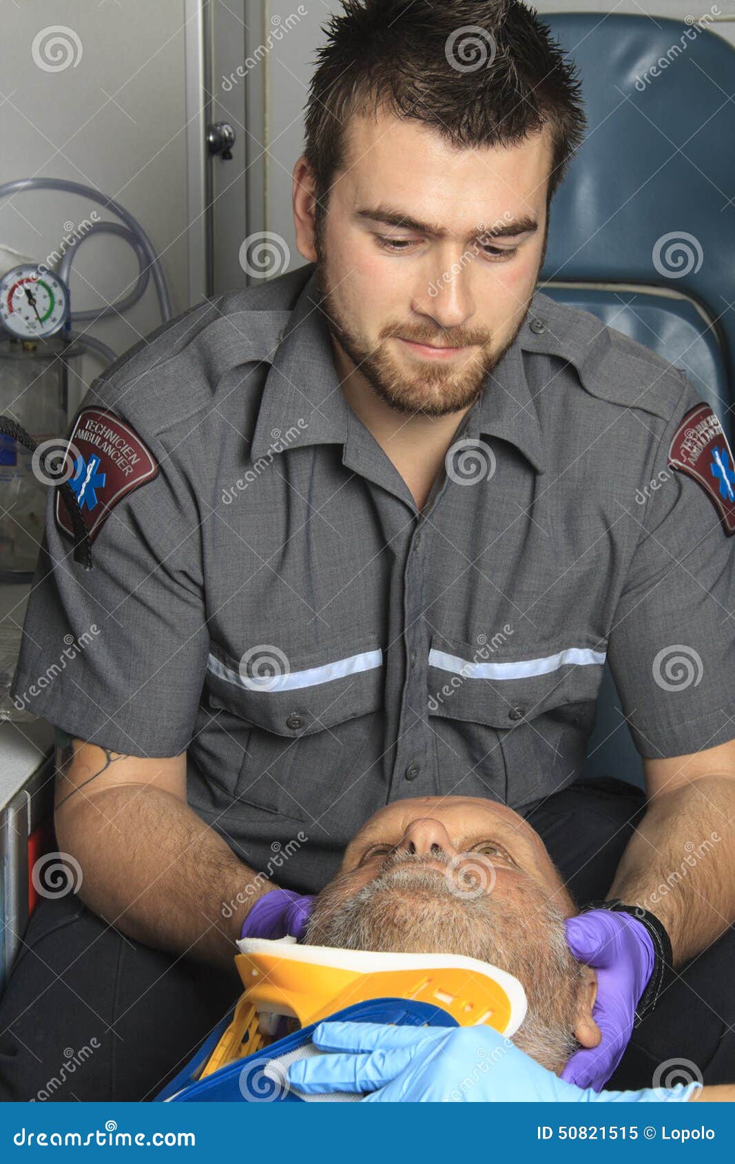Professional Paramedics Giving Unconscious Men Stock Image - Image of ...