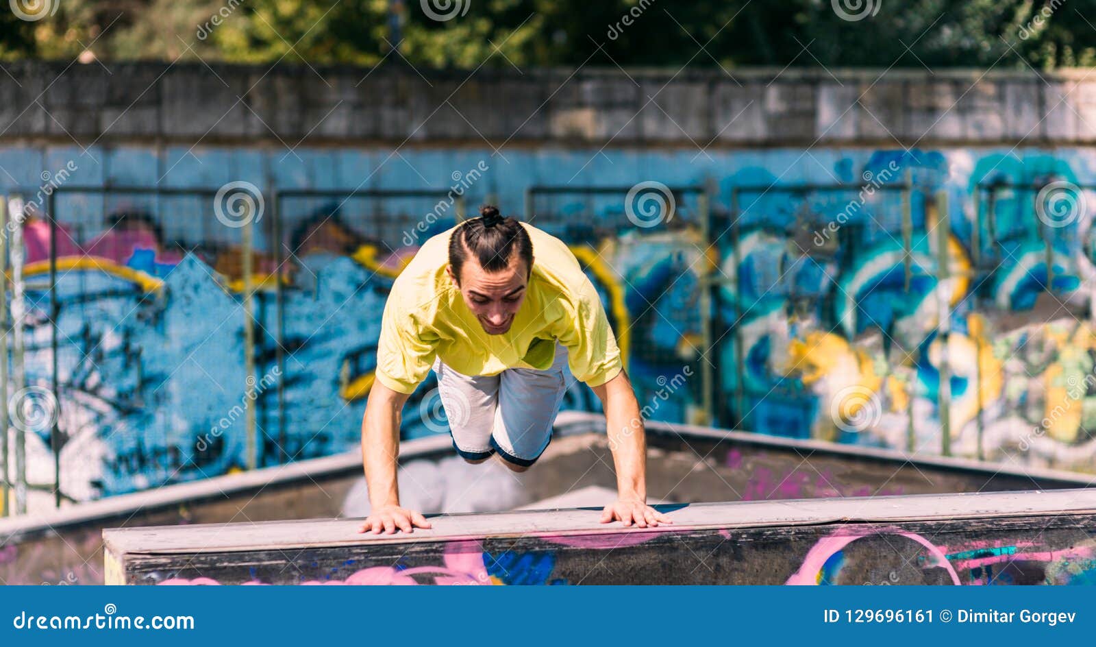 Professional Parkour Man Running Over Obstacles Stock Image - Image of ...