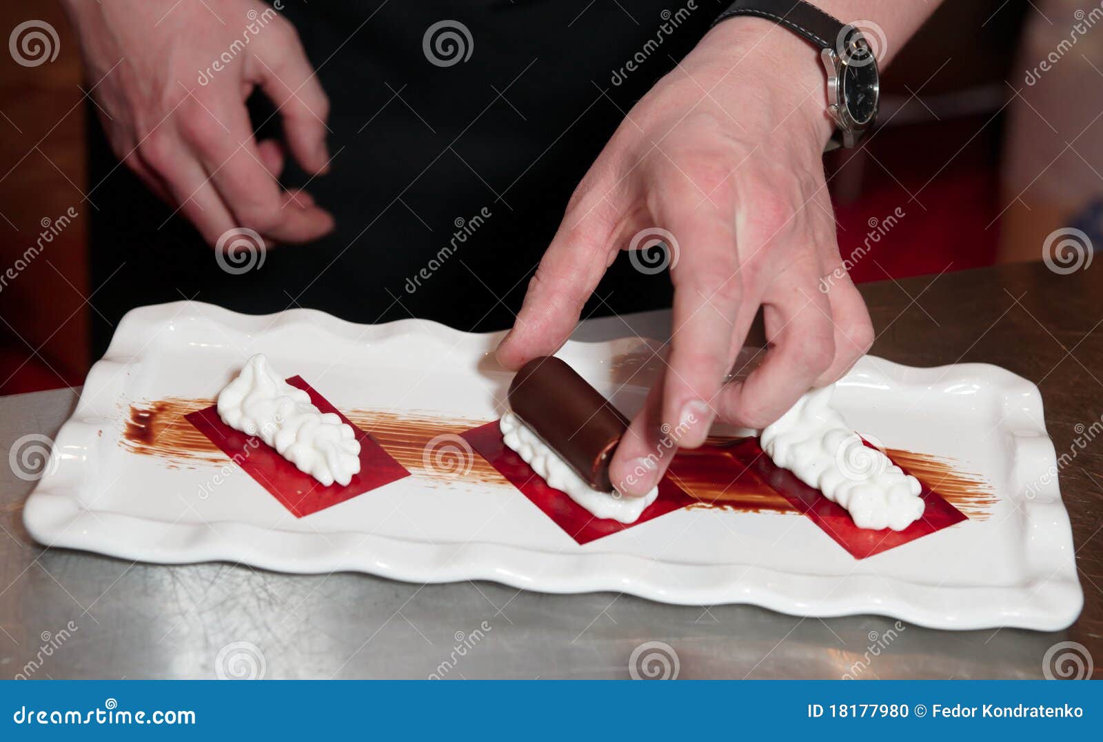 Professional Pastry Chef is Making a Dessert Stock Photo - Image of ...