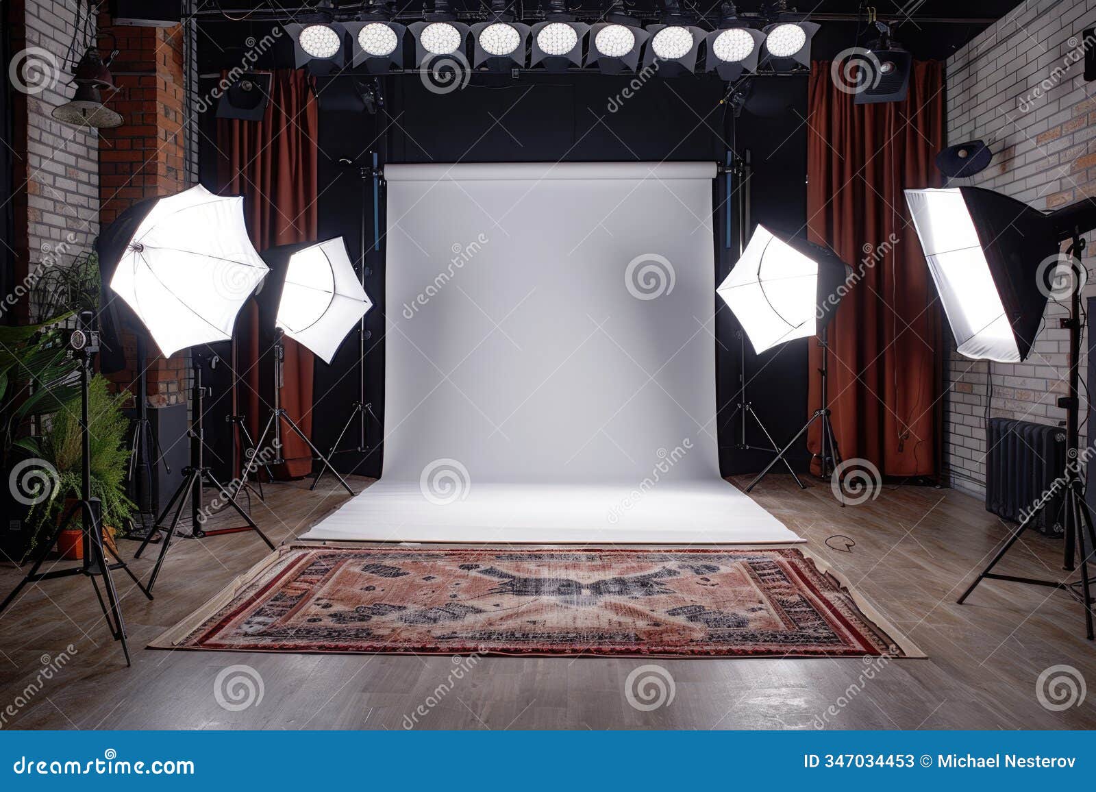 Professional Photo Studio with Background and Softboxes Stock Image ...