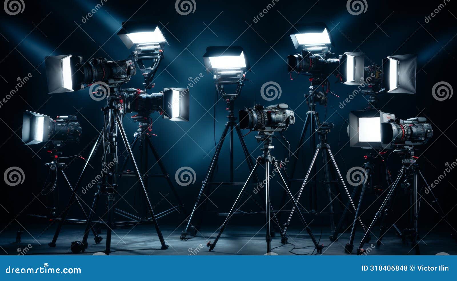 Professional Photo Studio Setup with Cameras, Tripods, Lighting ...
