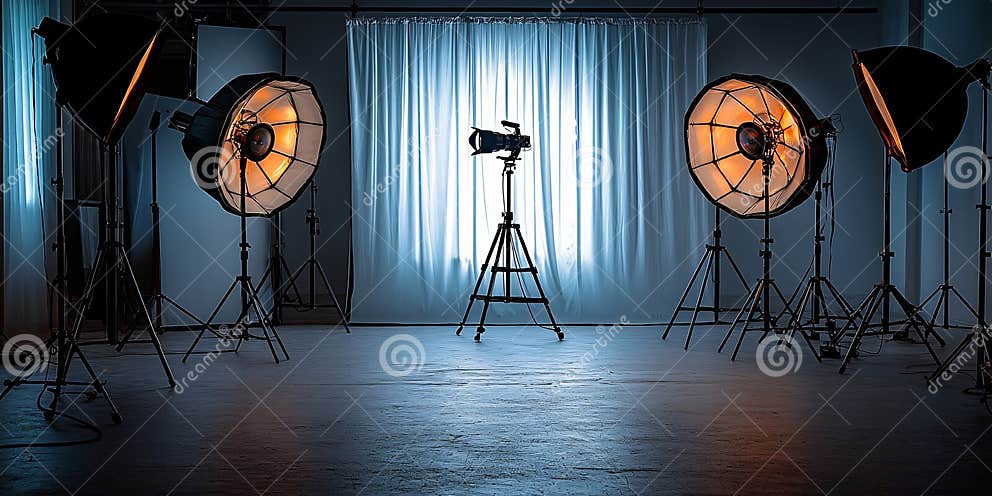 Studio Photography Setup Lighting Camera Backdrop AI Generated. Stock ...
