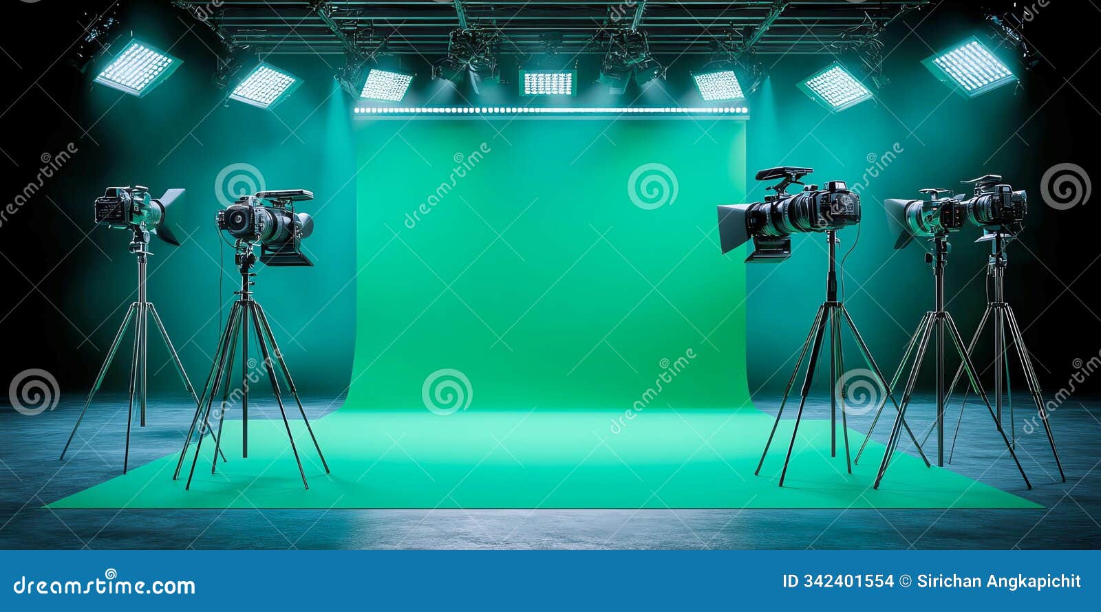 Professional Photo Studio Setup with Green Screen and Multiple Cameras ...