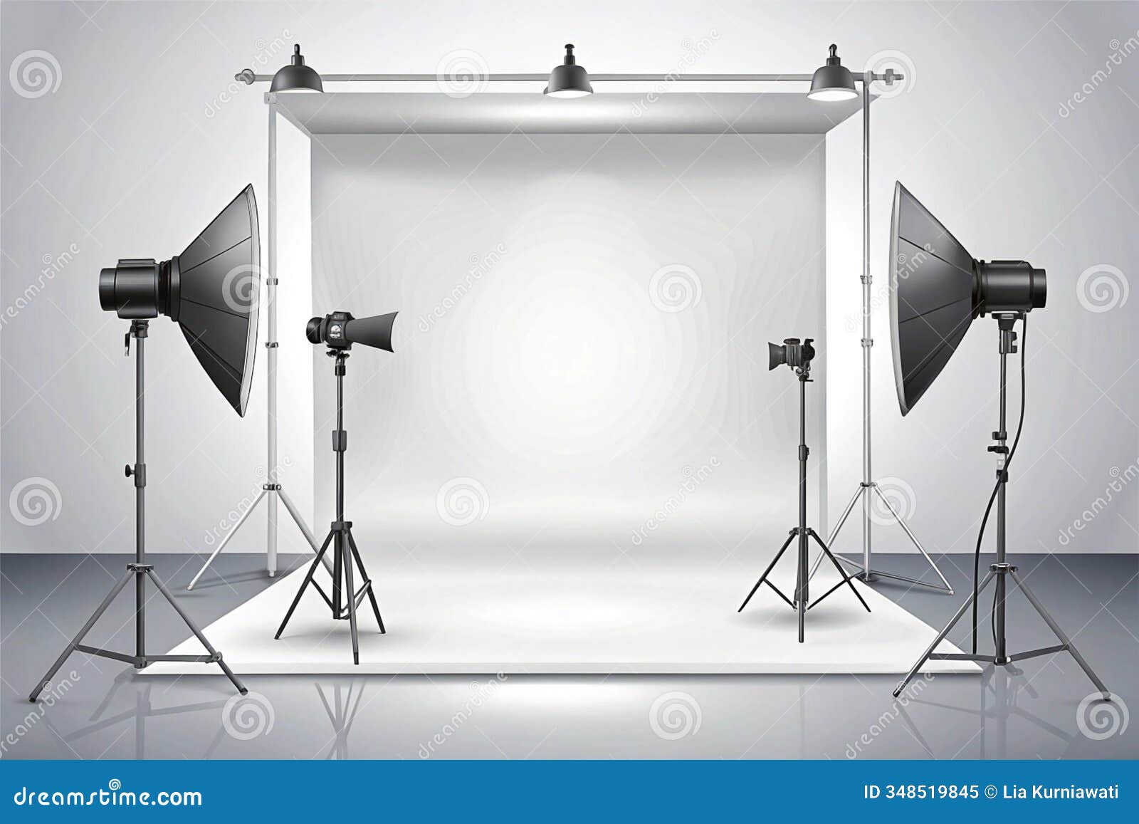 Professional Photo Studio Setup with Lights, Backdrop, and Cameras ...
