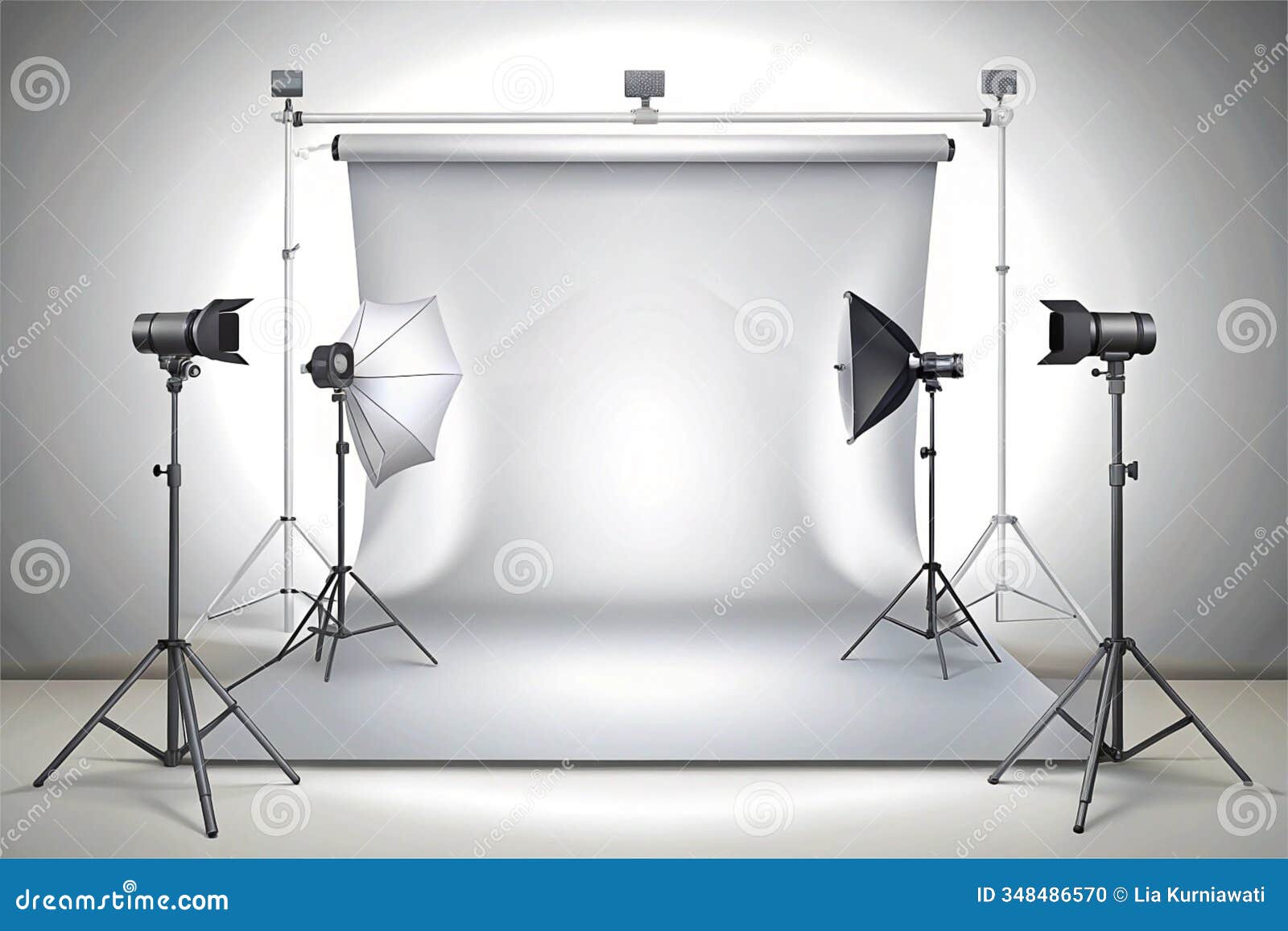 Professional Photo Studio Setup with Lights, Backdrop, and Tripods ...