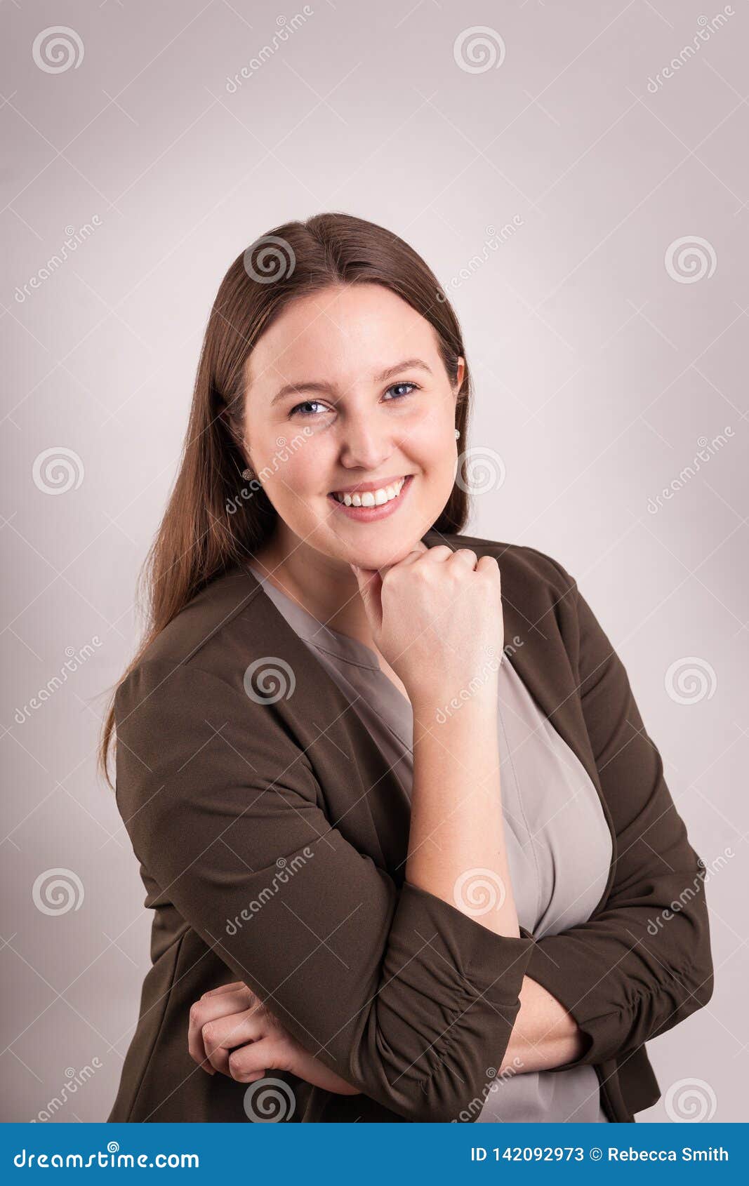 Professional Studio Headshot Young Female Smiling Stock Image - Image ...