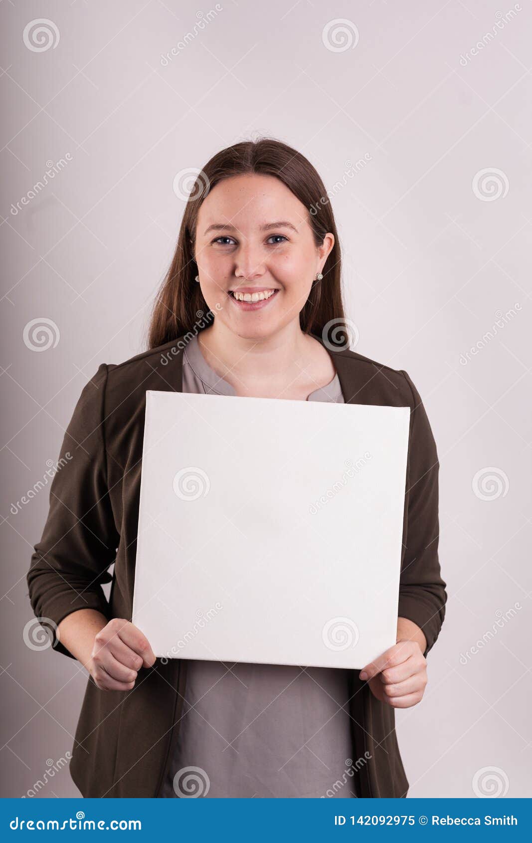 Portrait of Professional Women Holding a Blank Sign Stock Image - Image ...