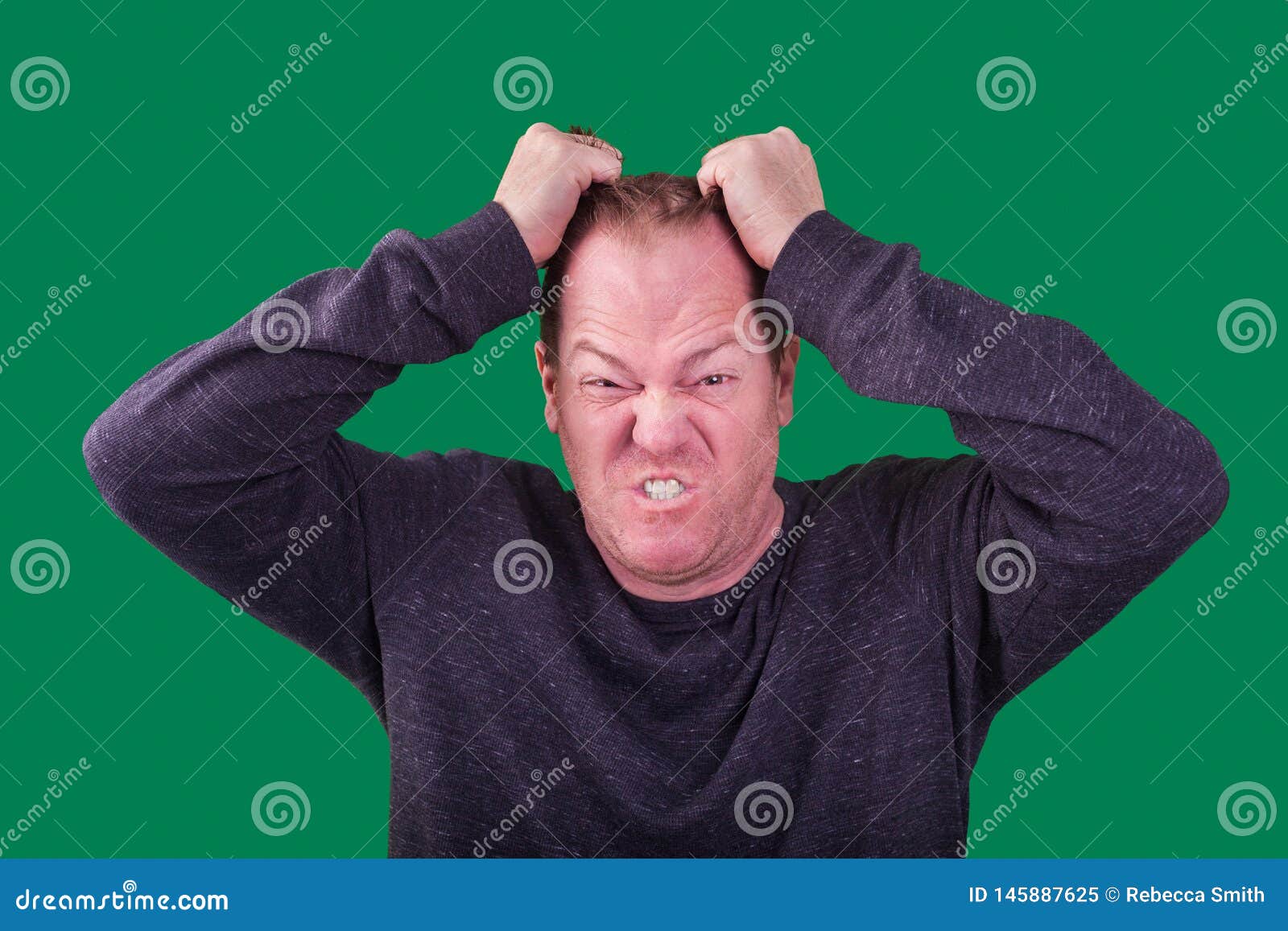 Adult Male Pulling His Hair Mad Frustrated Facial Expression ...