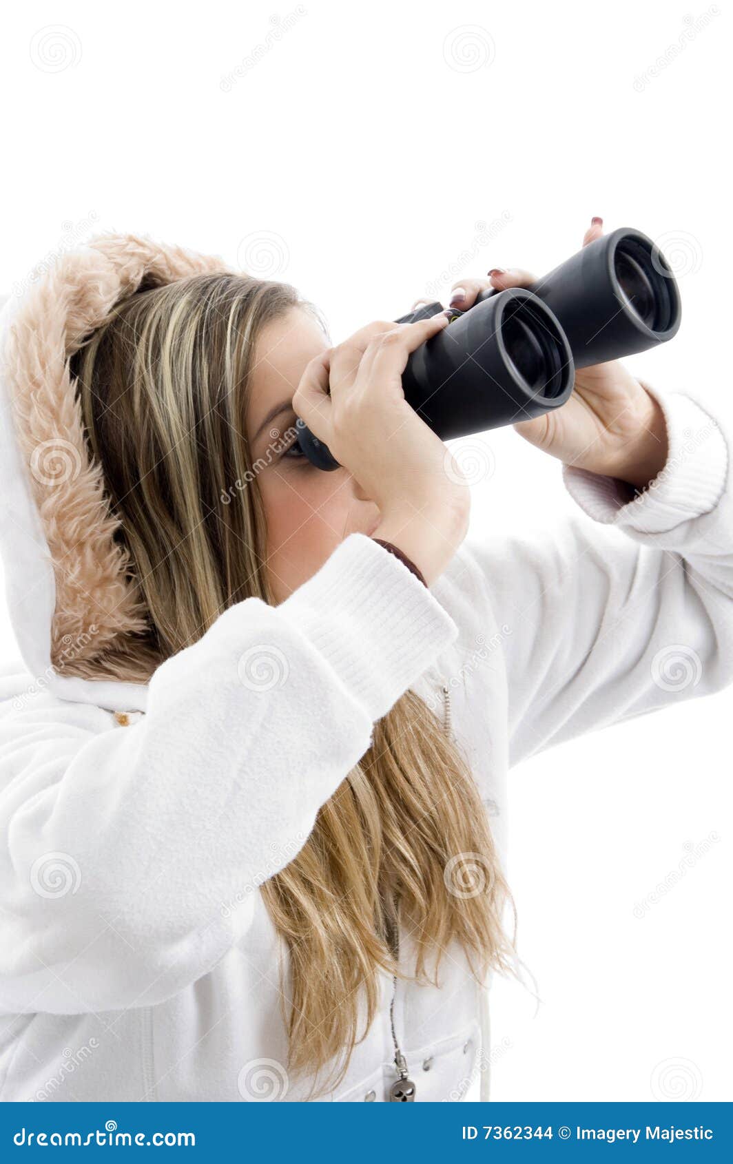 Professional Photographer Eyeing with Binoculars Stock Photo - Image of ...