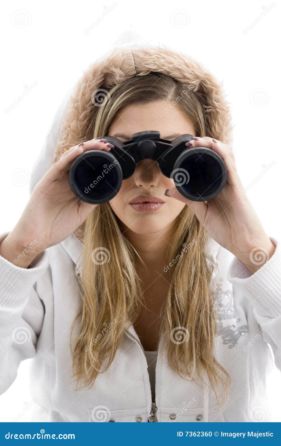 Professional Photographer Eyeing with Binoculars Stock Photo - Image of ...