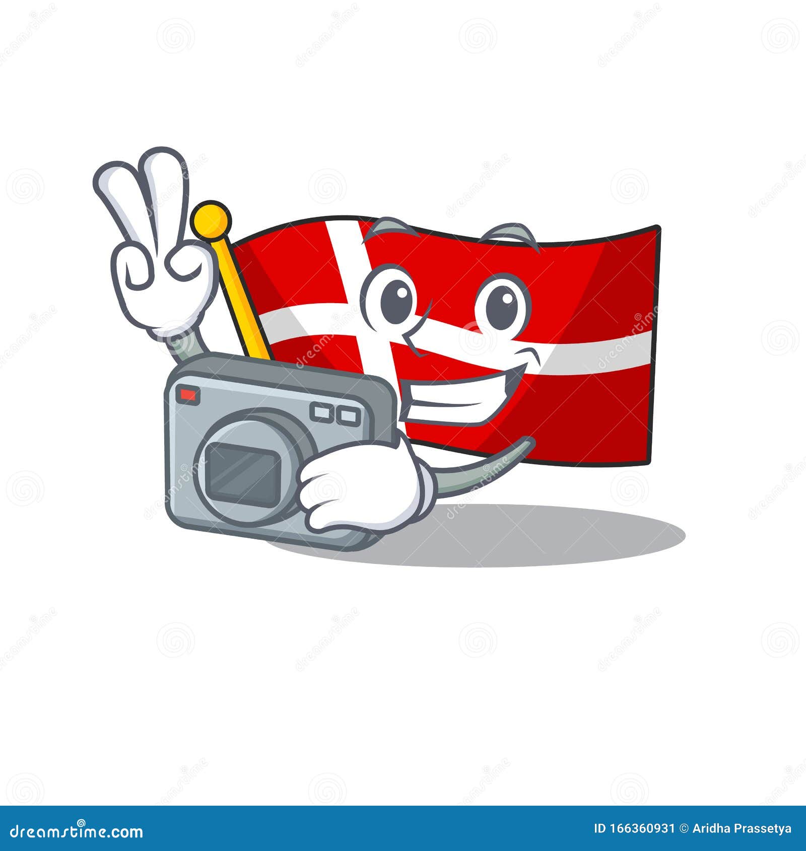 A Professional Photographer Flag Denmark Cartoon Character with a ...
