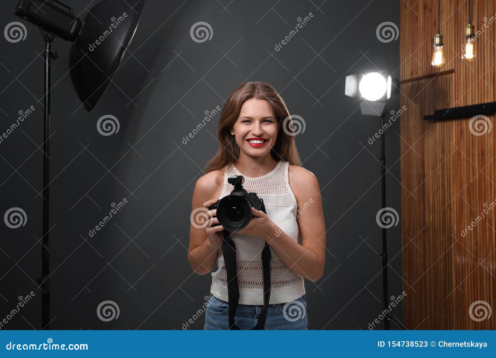 Professional Photographer with Modern Camera Stock Image - Image of ...