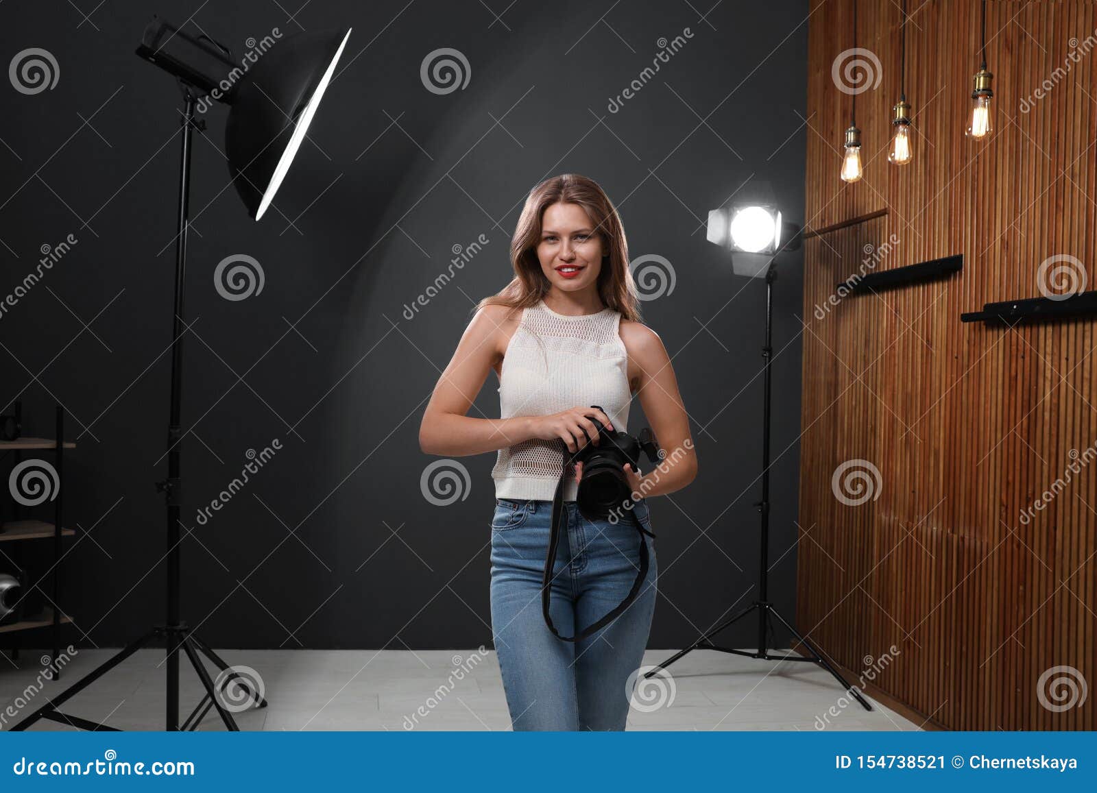 Professional Photographer with Modern Camera Stock Image - Image of ...