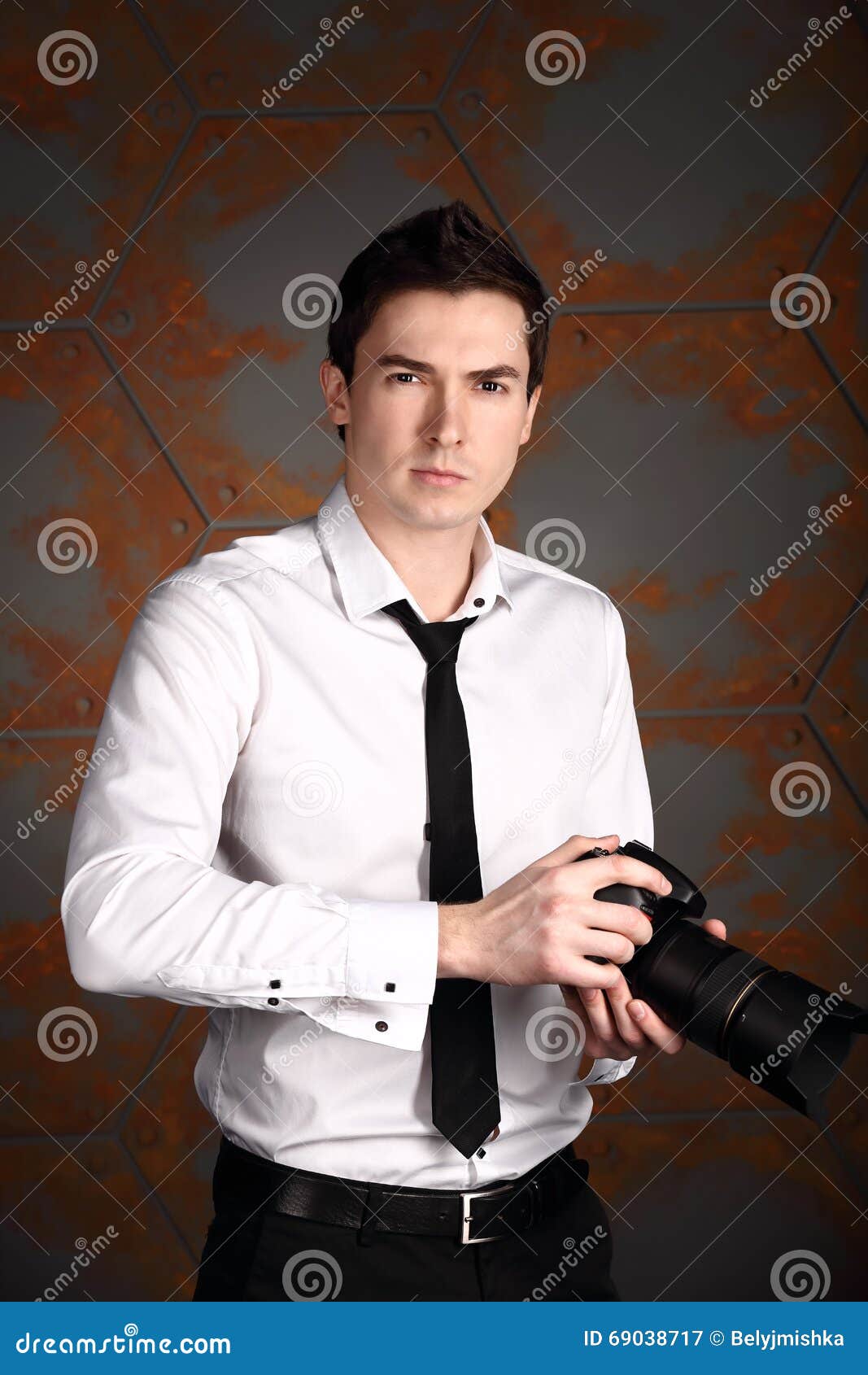 Professional Photographer at Work Stock Image - Image of white, lens ...