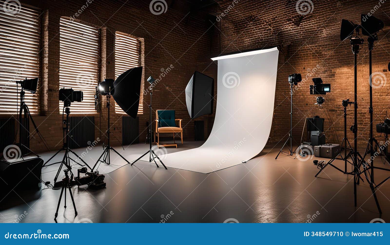 Professional Photography Studio Setup with Equipment Stock Illustration ...