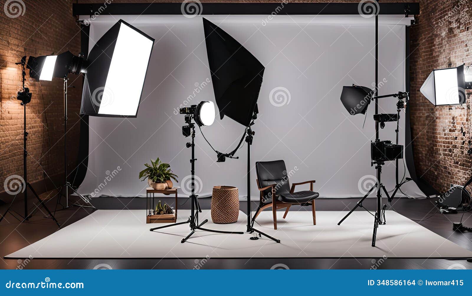 Professional Photography Studio Setup with Lighting Equipment Stock ...