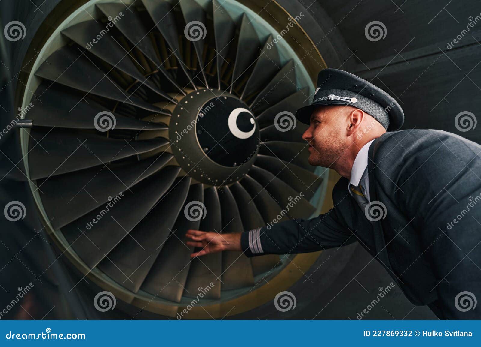 Professional Pilot Checking the Turbofan Engine before the Take-off ...