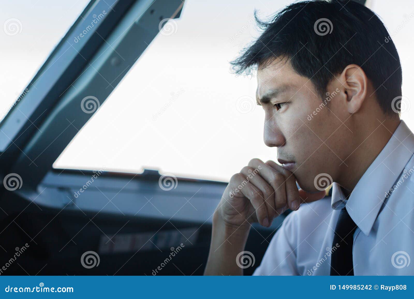 Professional Pilot Man at Work, Stressed Out Stock Photo - Image of ...