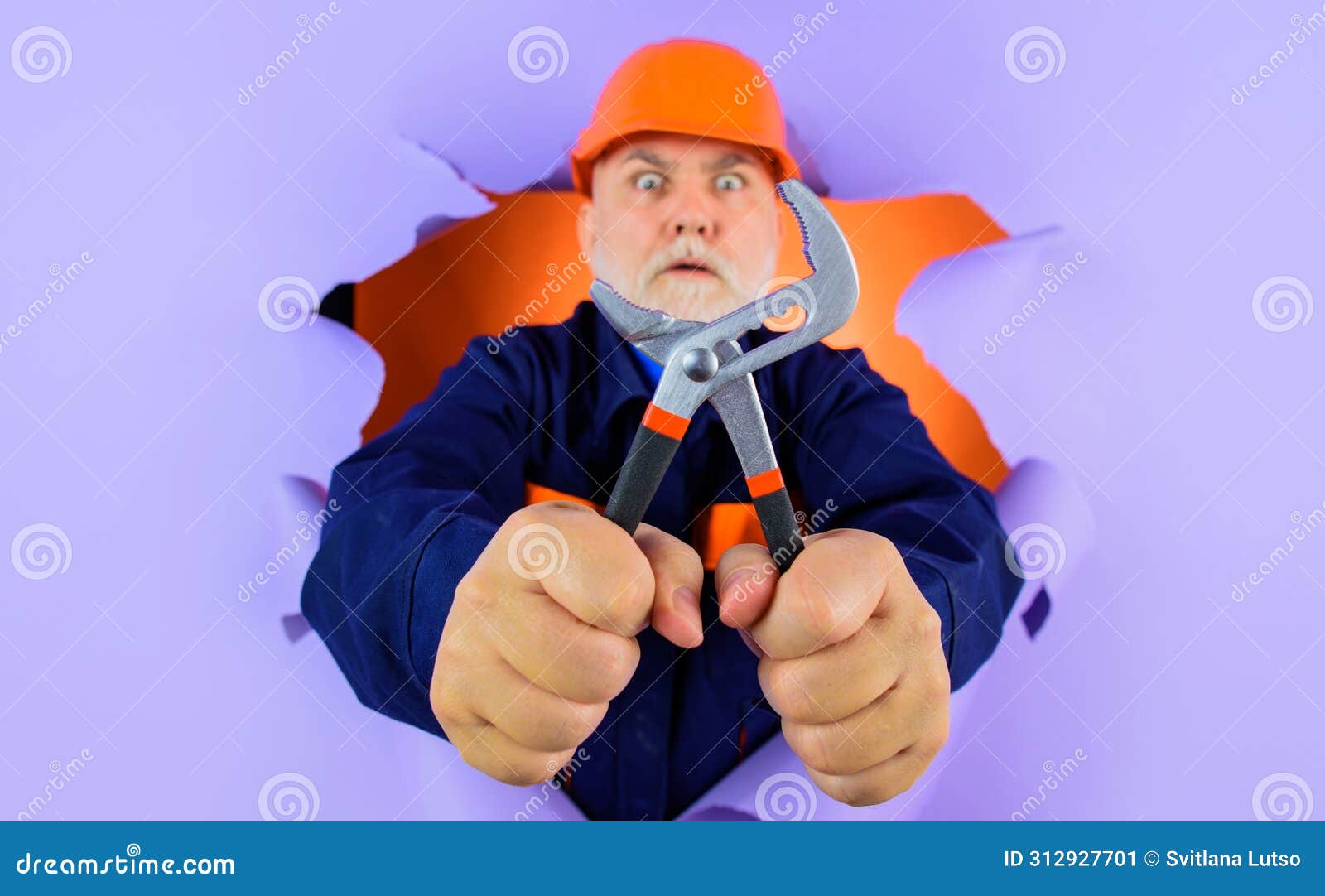 Professional Plumber, Construction Worker or Builder in Hard Hat with ...