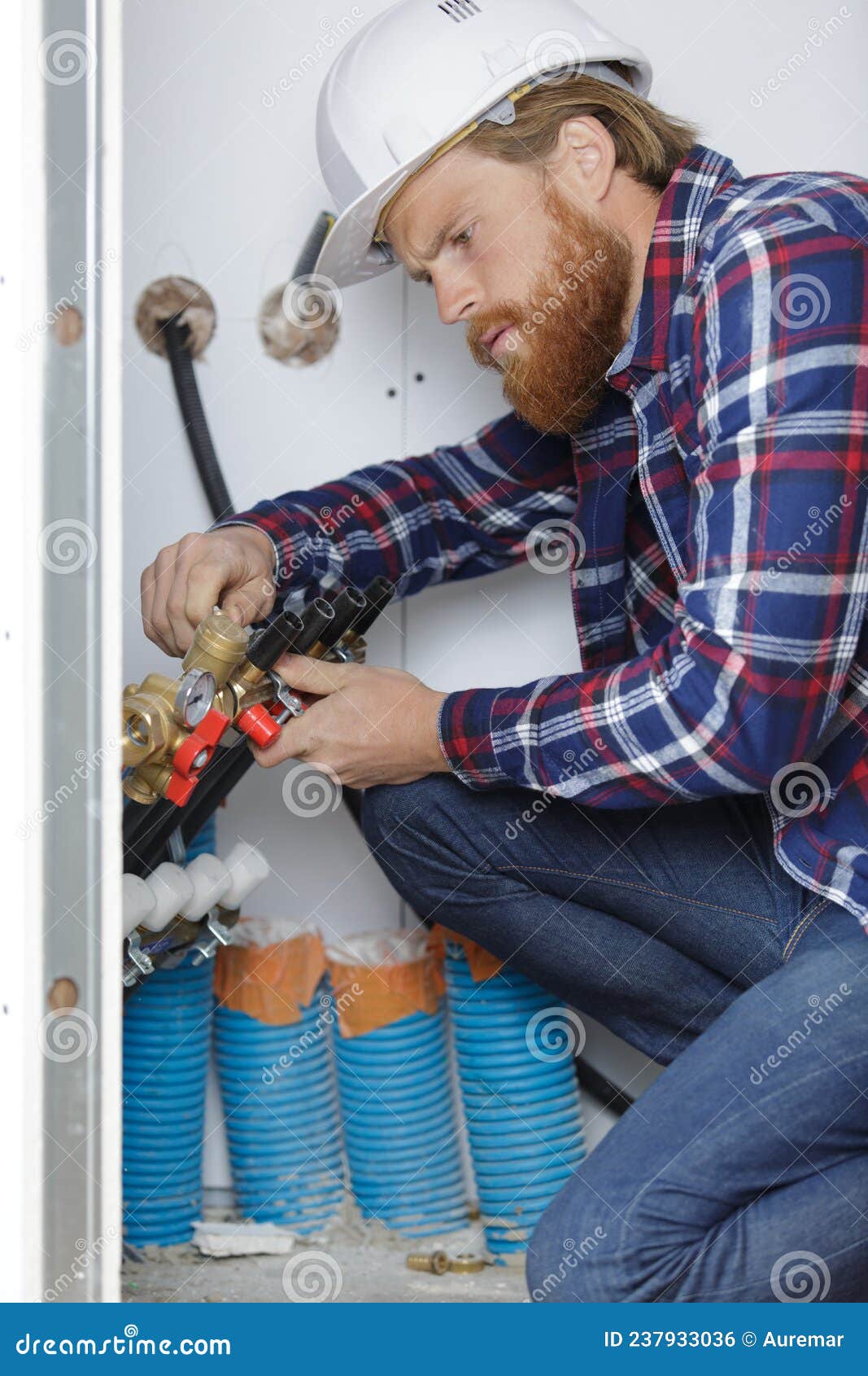 Professional Plumber Work on Pipe Stock Photo - Image of pipe, worker ...