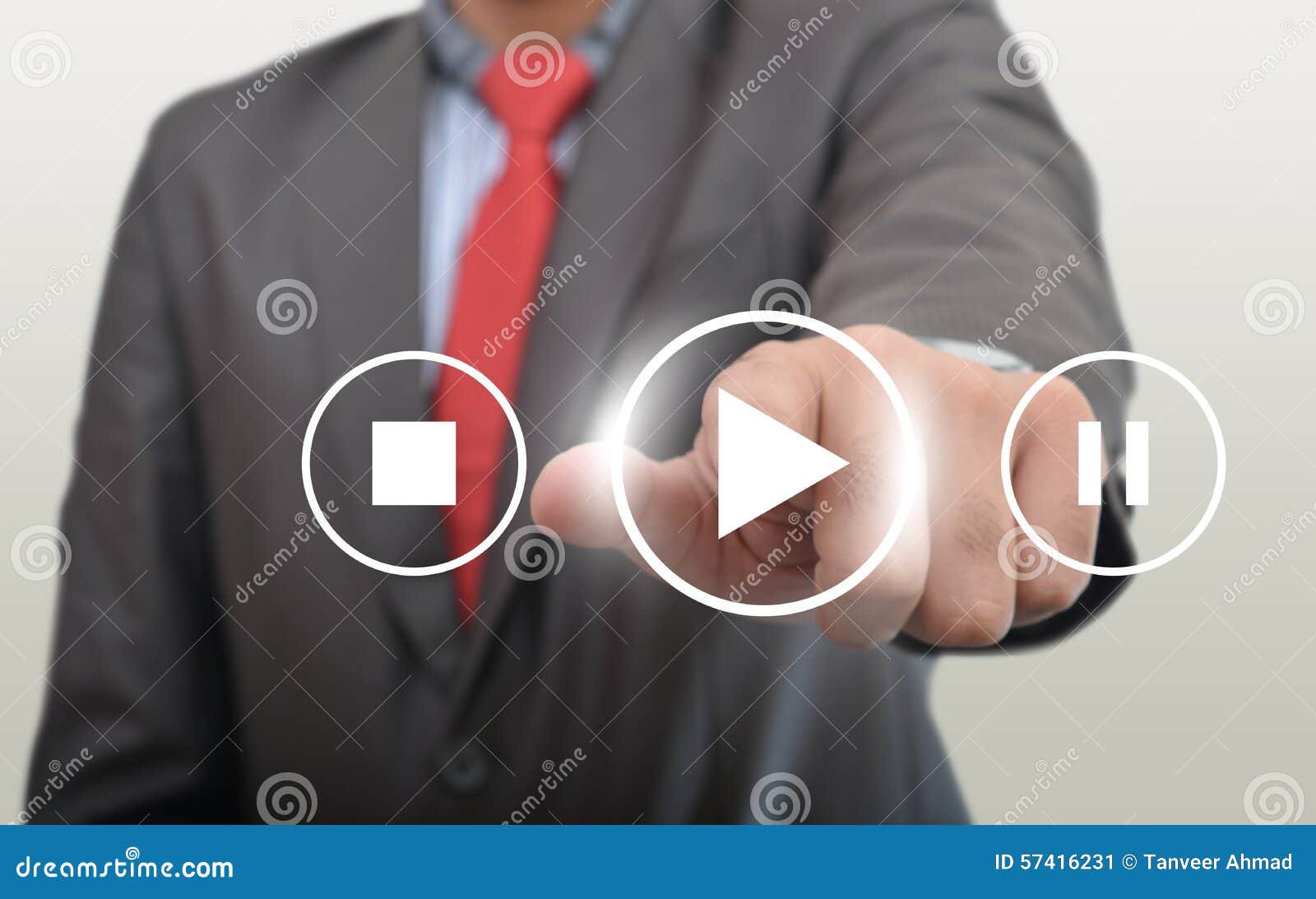 Professional Pointing To Play Button Stock Image - Image of choice ...