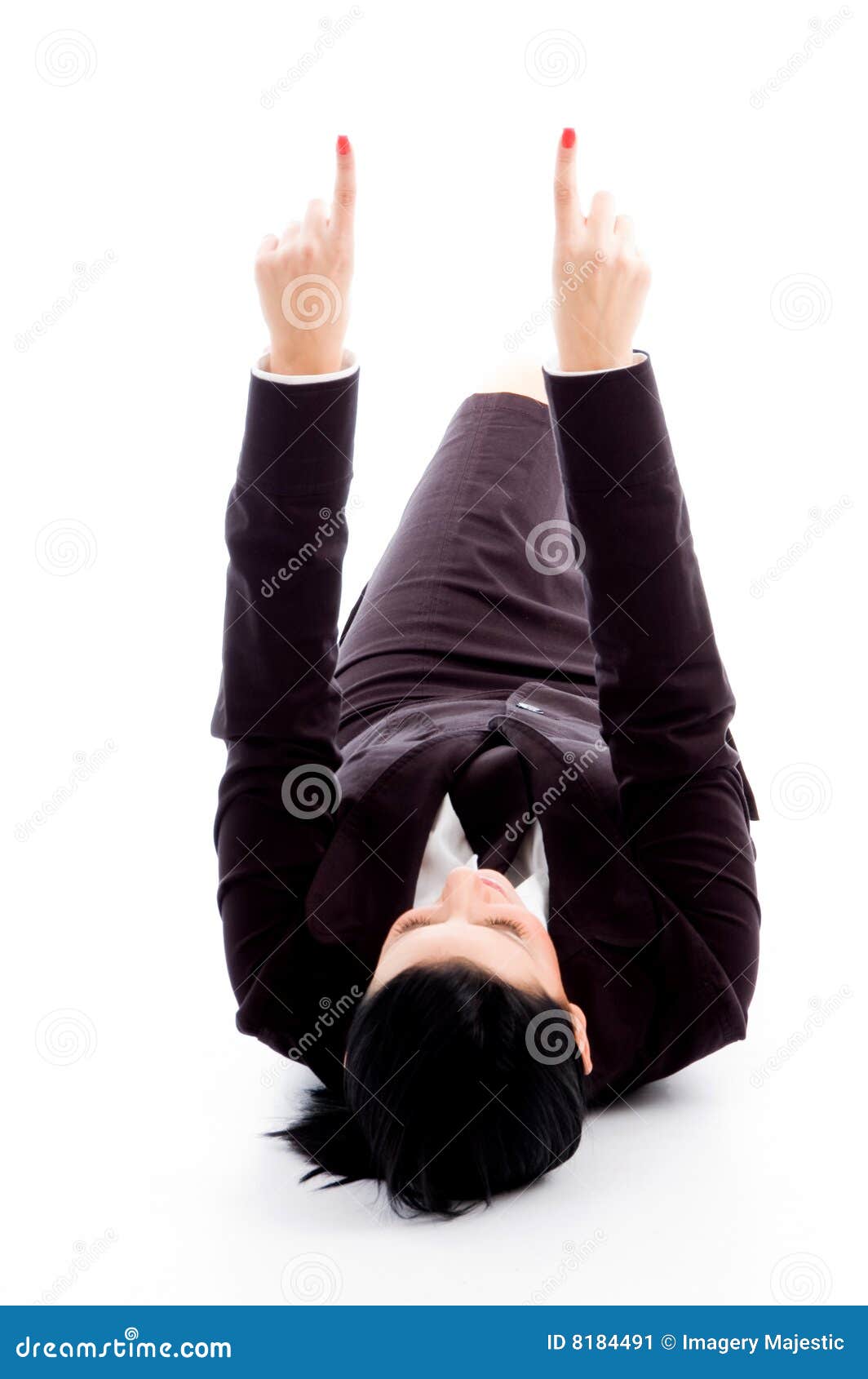 Professional Pointing Upward With Both Hands Picture. Image: 8184491