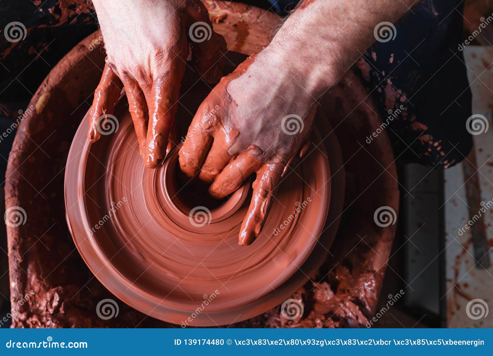 Professional Potter Making Bowl in Pottery Workshop, Studio. Stock ...