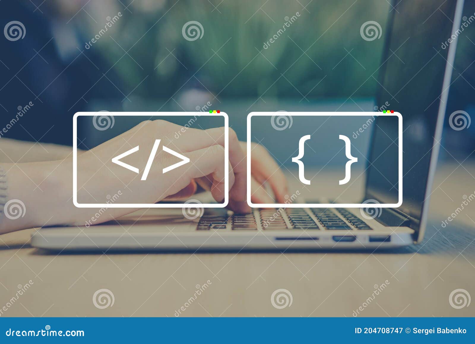 Professional Programmer Concept with Abstract Coding Icons Stock Image ...