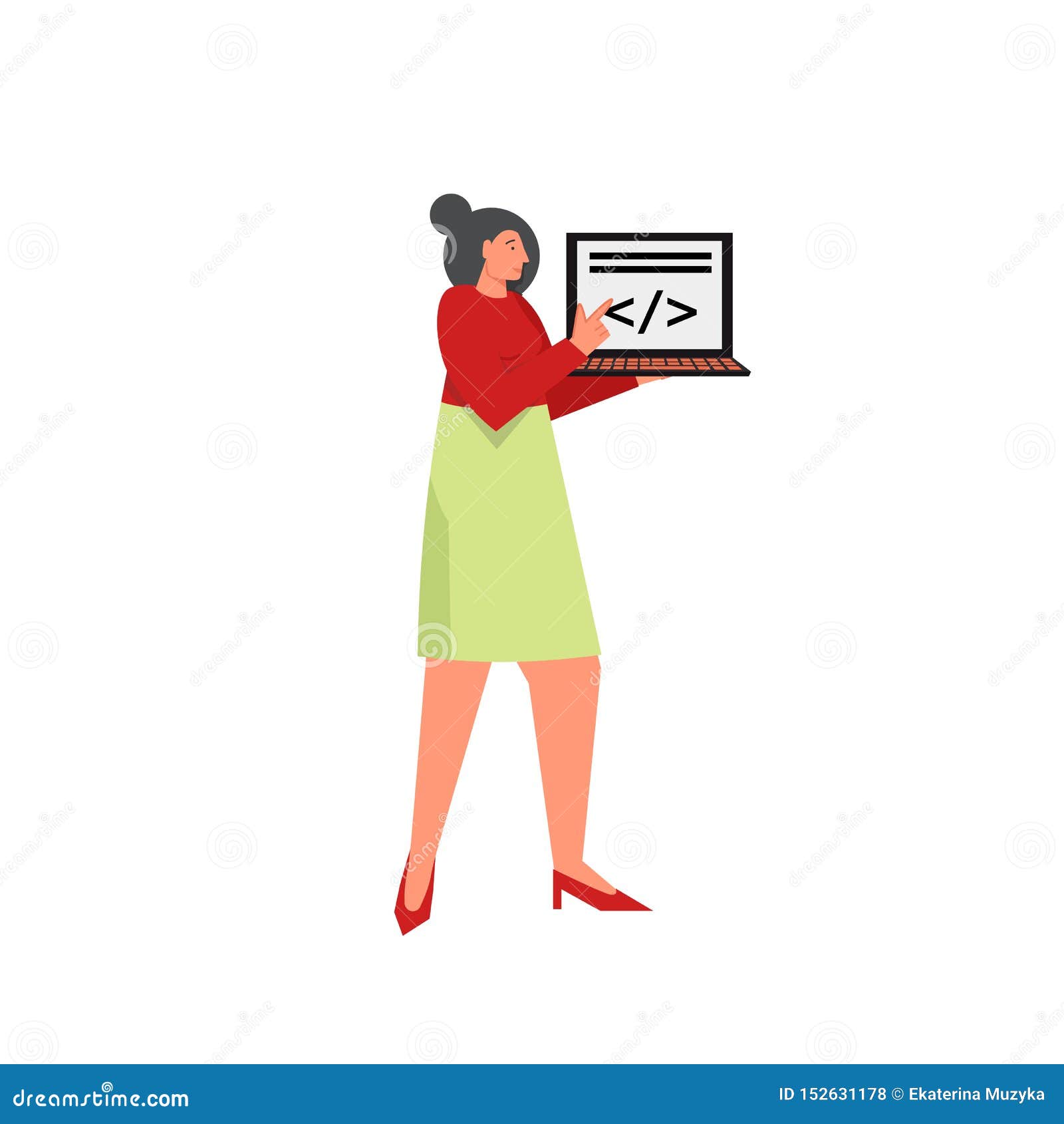 Professional Programmer with Laptop, Vector Flat Style Design Illustration Stock Vector ...