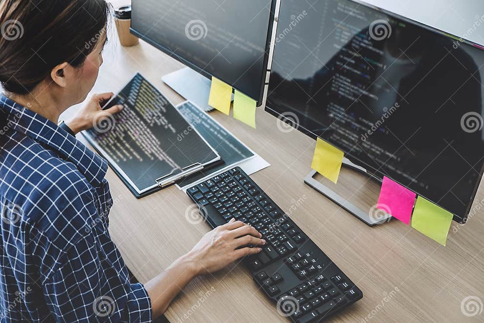 Professional Programmer Working at Developing Programming and Website Working in a Software ...