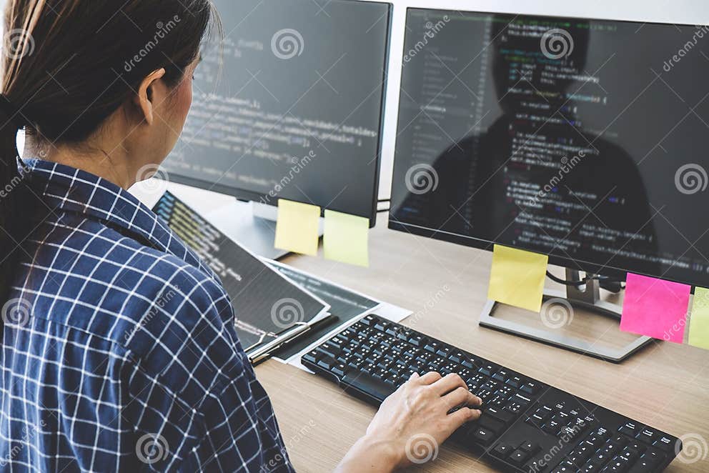 Professional Programmer Working at Developing Programming and Website Working in a Software ...