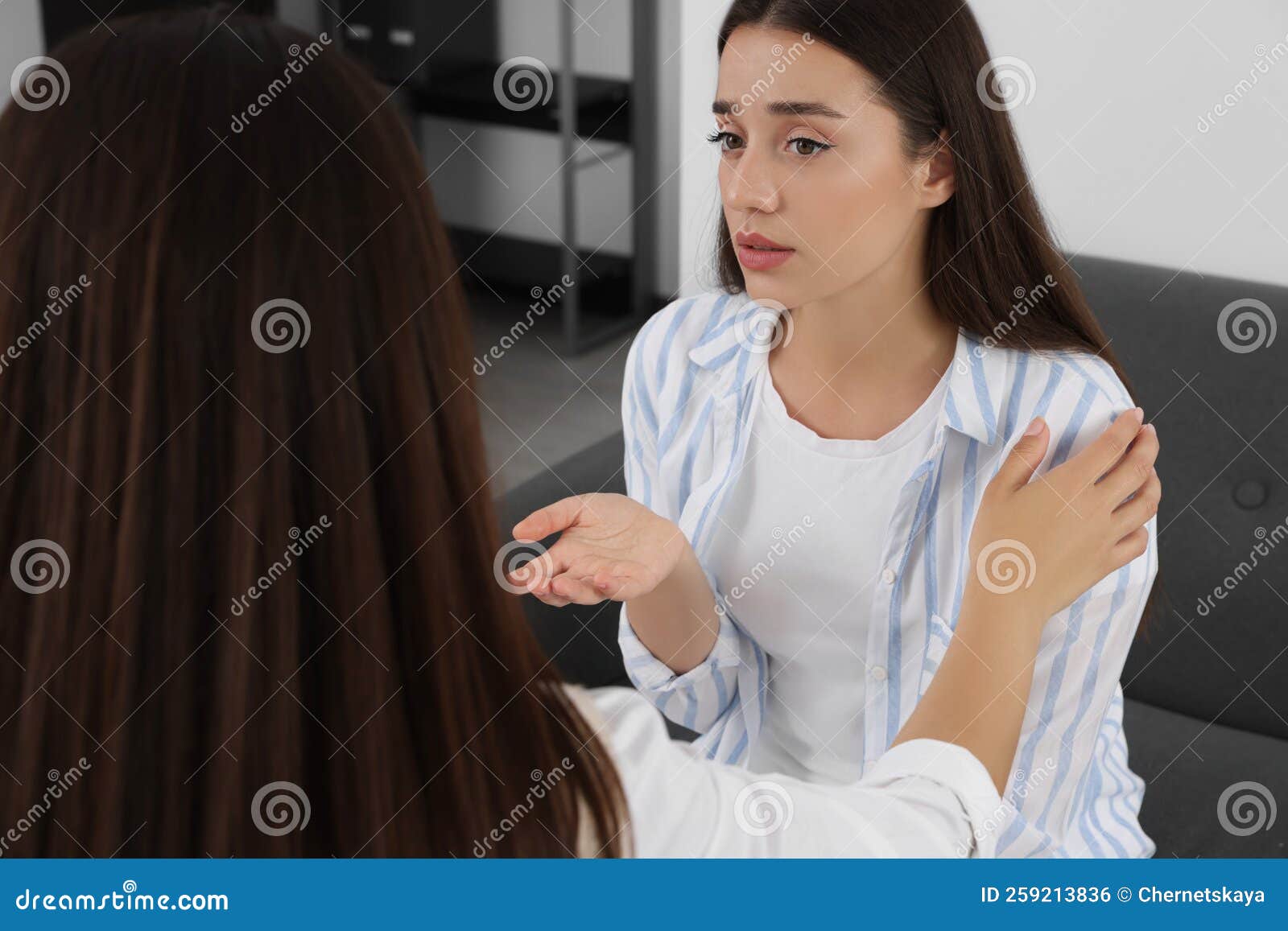 Professional Psychologist Working with Young Woman in Office Stock ...