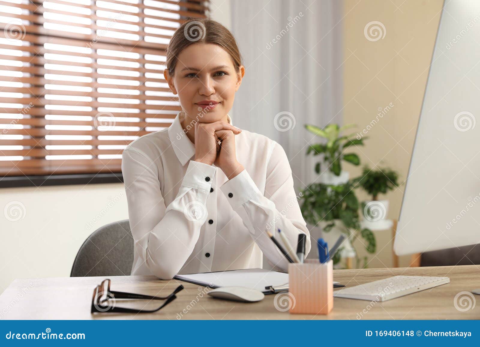 Professional Psychotherapist at Table in Modern Office Stock Photo ...