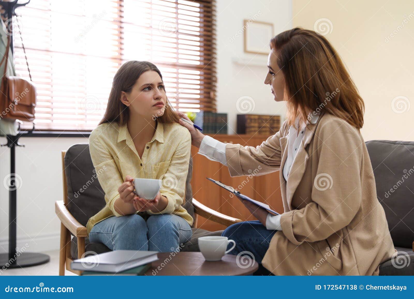 Professional Psychotherapist Working with Patient in Offi Stock Photo ...