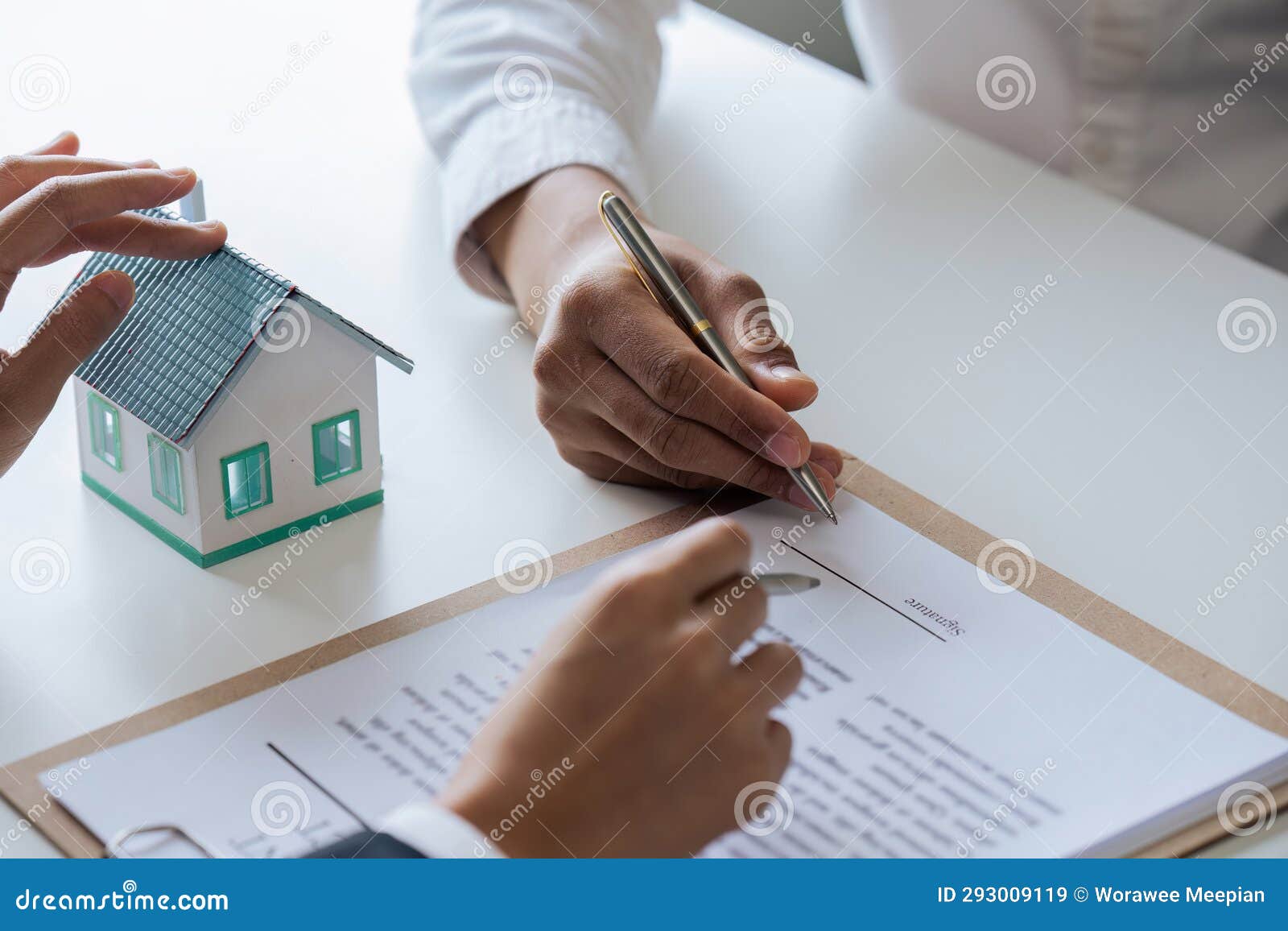 Professional Real Estate Agent Guiding and Explaining the Document ...