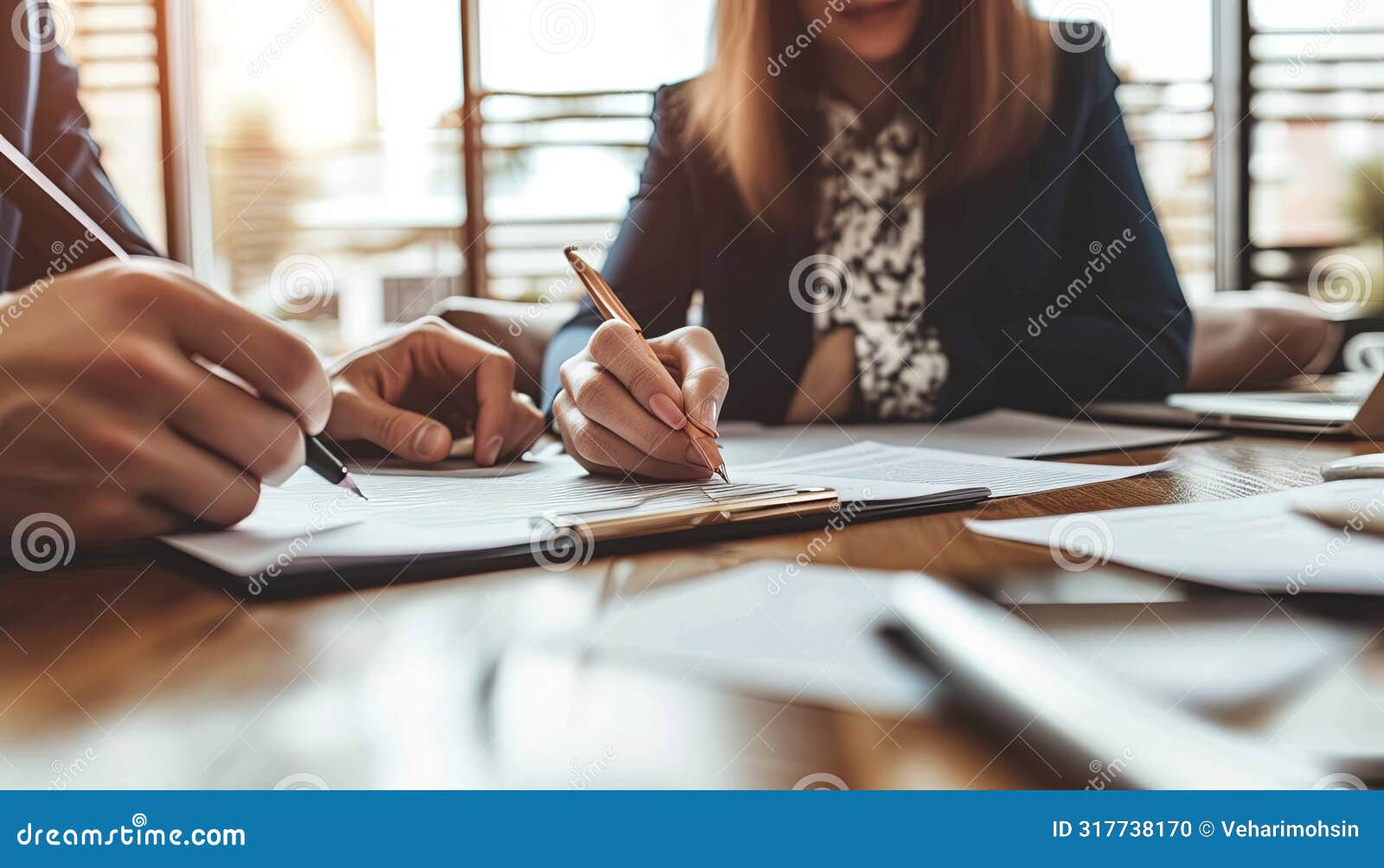 Professional Real Estate Agent Guiding and Explaining the Document ...