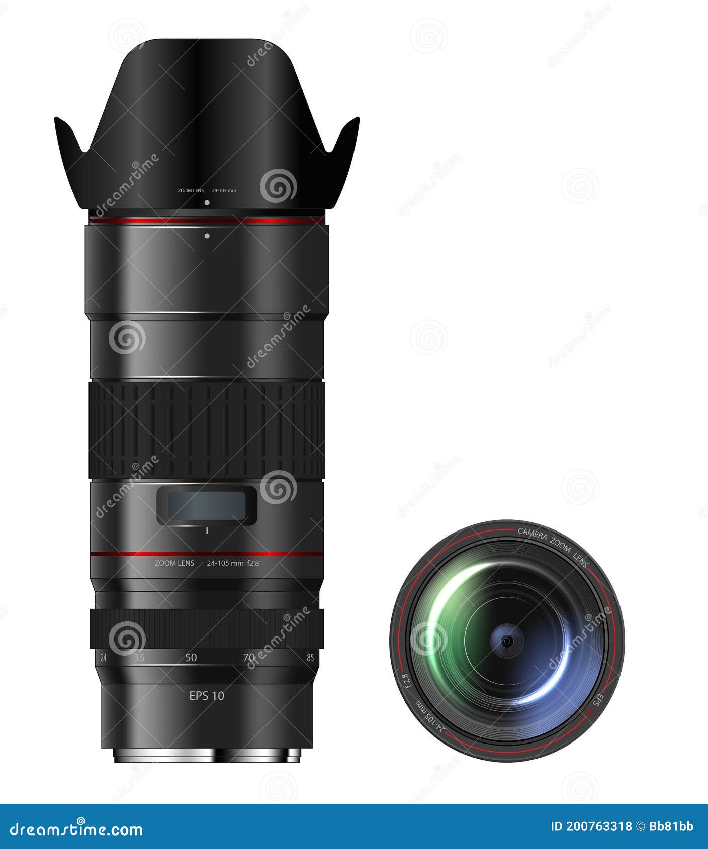 Professional Realistic Camera Lens. Vector Illustration. EPS 10 Stock ...