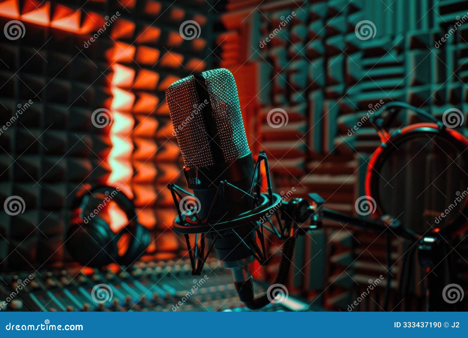 Professional Recording Studio with Microphone and Acoustic Panels in ...