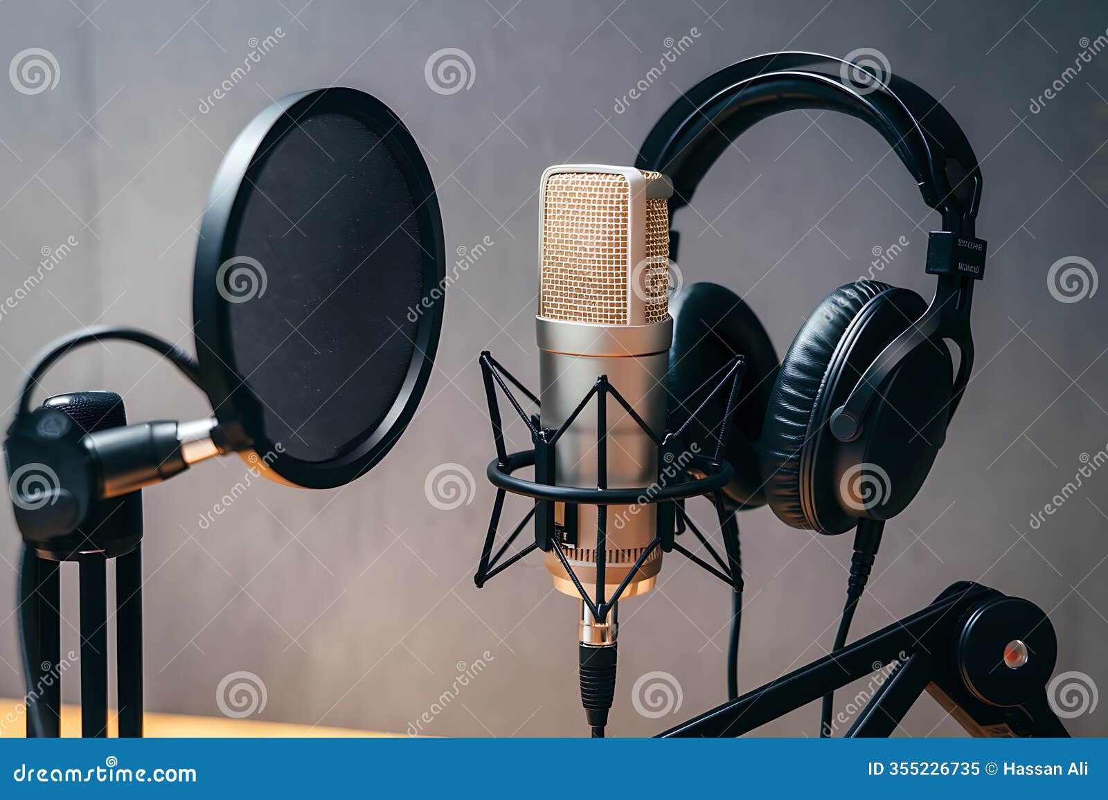 Professional Recording Studio Setup Microphone, Pop Filter, Headphones ...