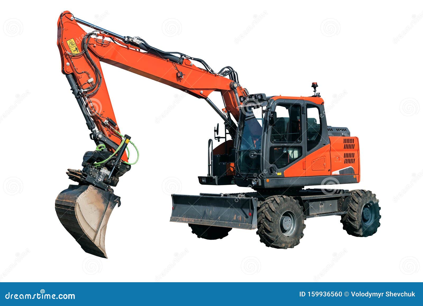 Professional Excavator on White Stock Photo - Image of bucket, earth ...