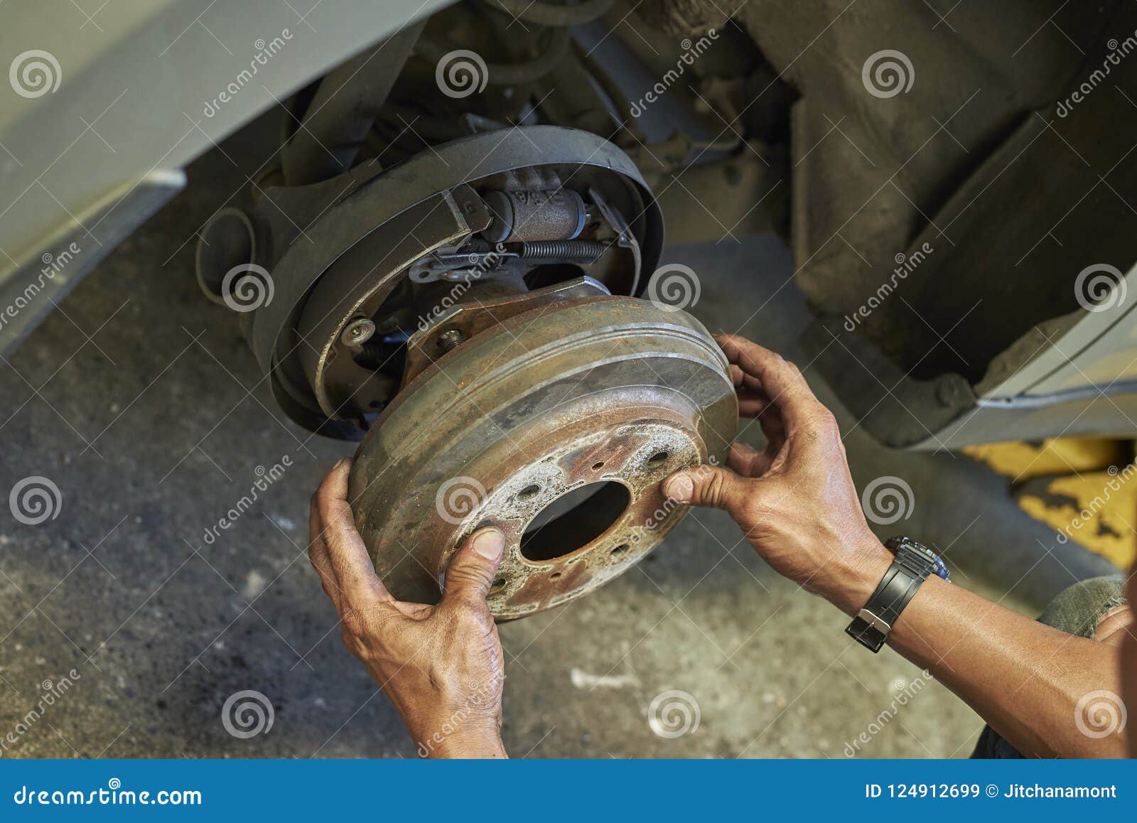 Professional Remove Drum Brake Disk. Stock Image - Image of tire ...